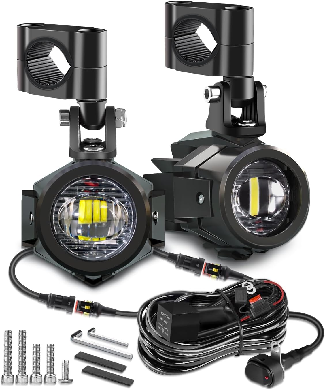 Amazon.com: LEDUR Motorcycle Auxiliary Lights Kit White Amber Strobe LED Driving Fog Lights 6 ...