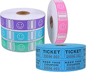 Amazon.com: L LIKED Raffle Tickets Rolls,5 Rolls，includes 4000 pack 1 ...