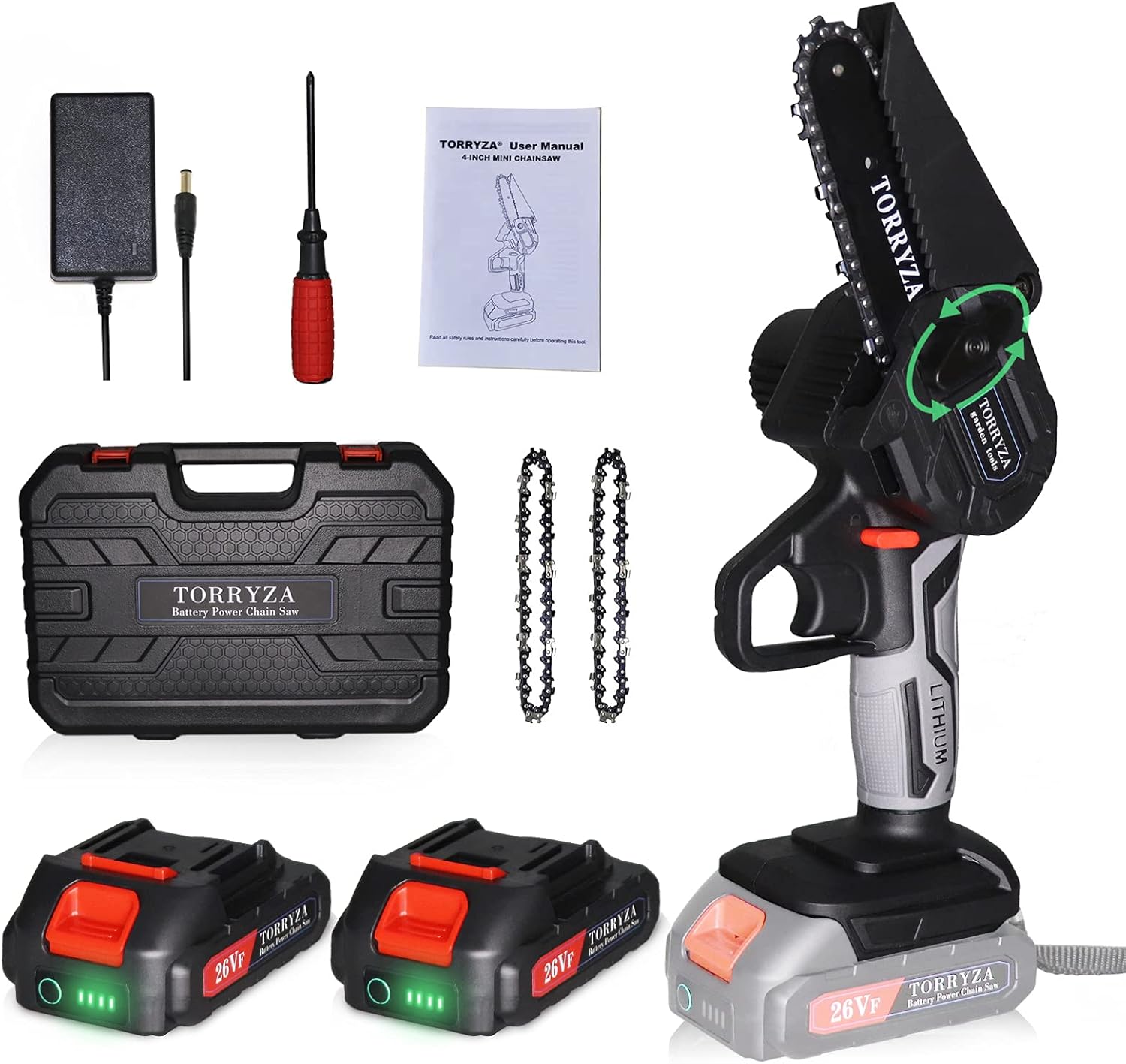 Mini Chain Saw TORRYZA 6-Inch Mini Chainsaw with 2 Battery Cordless ...