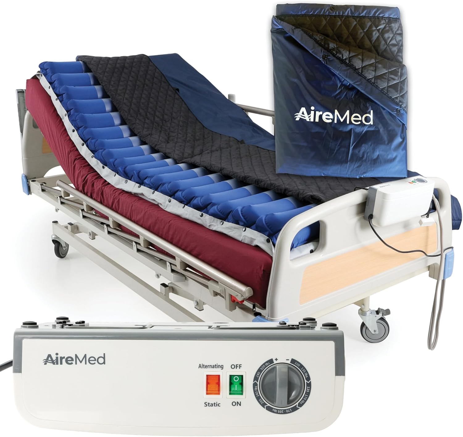 Amazon.com: AireMed 5” Alternating Pressure Mattress Topper Overlay ...