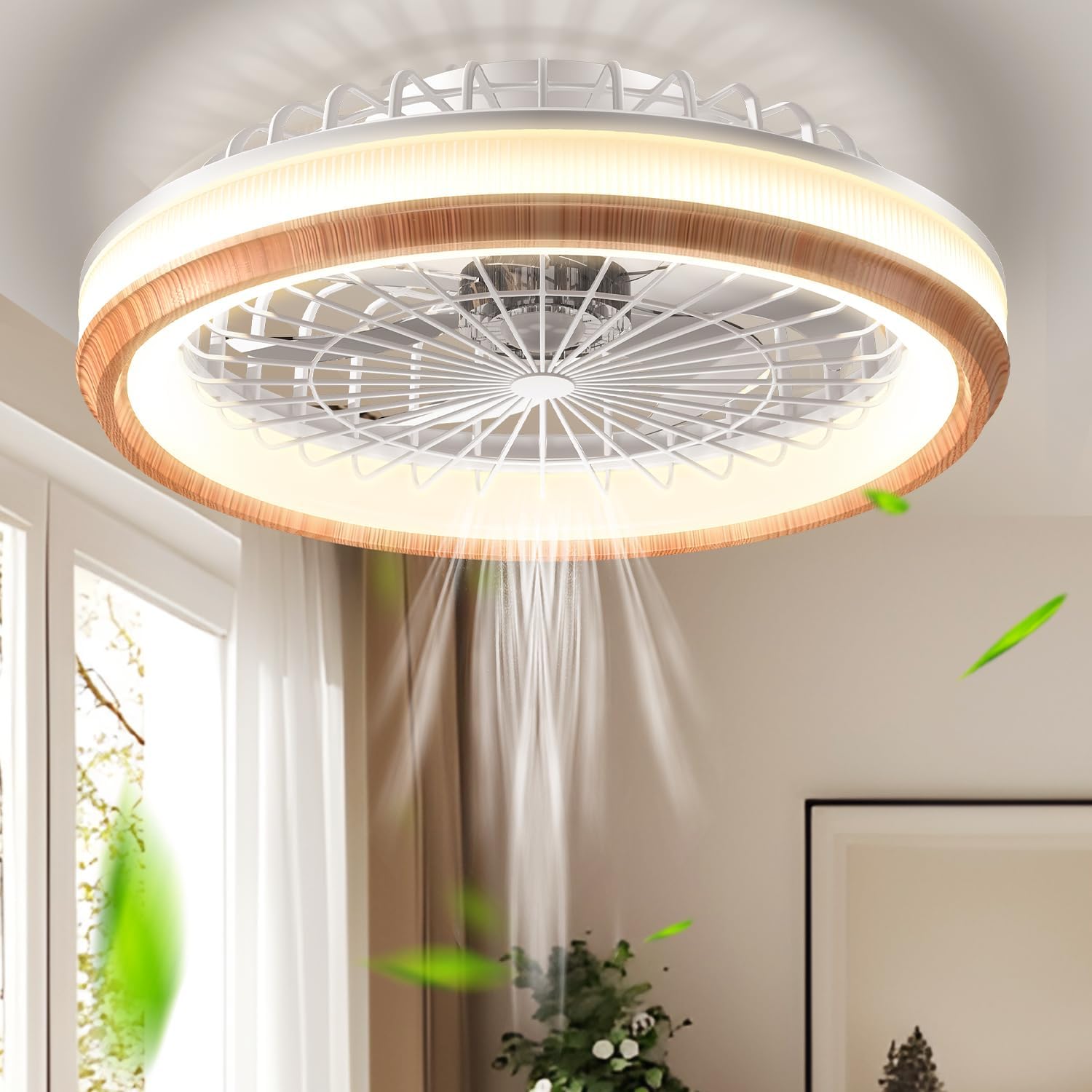 Letmarey Flush Mount Ceiling Fans with Lights and Remote/APP, 20 ...