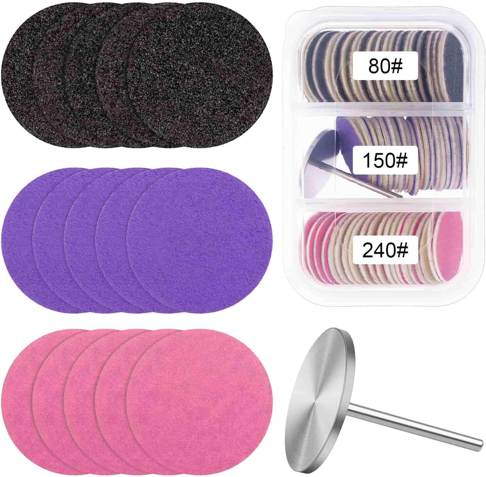 Amazon.com : Difenni Sanding Paper Discs with Metal Nail Drill Bit Foot ...