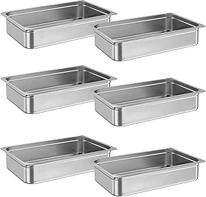 Amazon.com: SPORTY&FIT 6 Pack Full Size Steam Table Pan, [NSF Certified ...