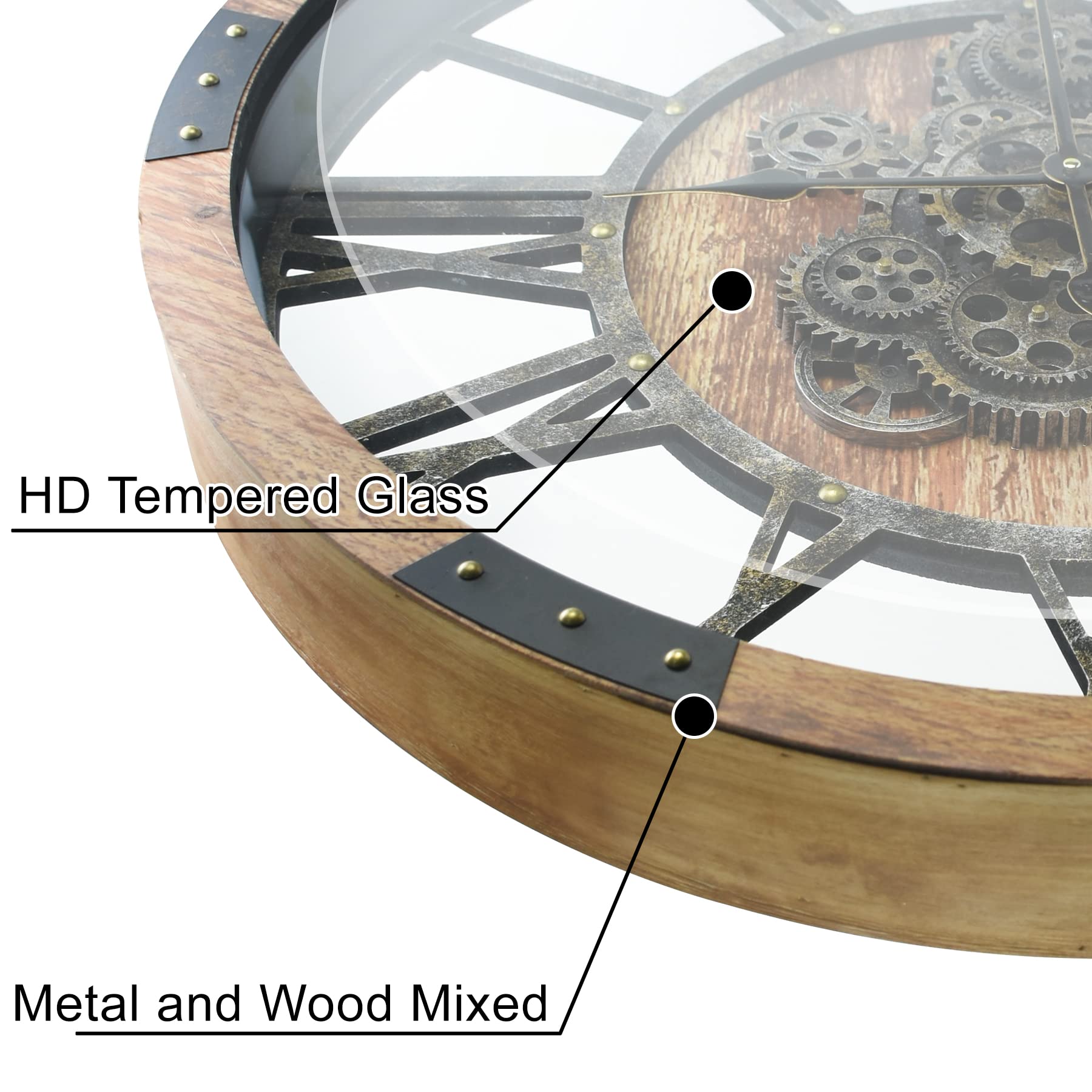 Ocharzy Large Wall Clock 27" Moving Gear Wall Clocks for Living Room ...