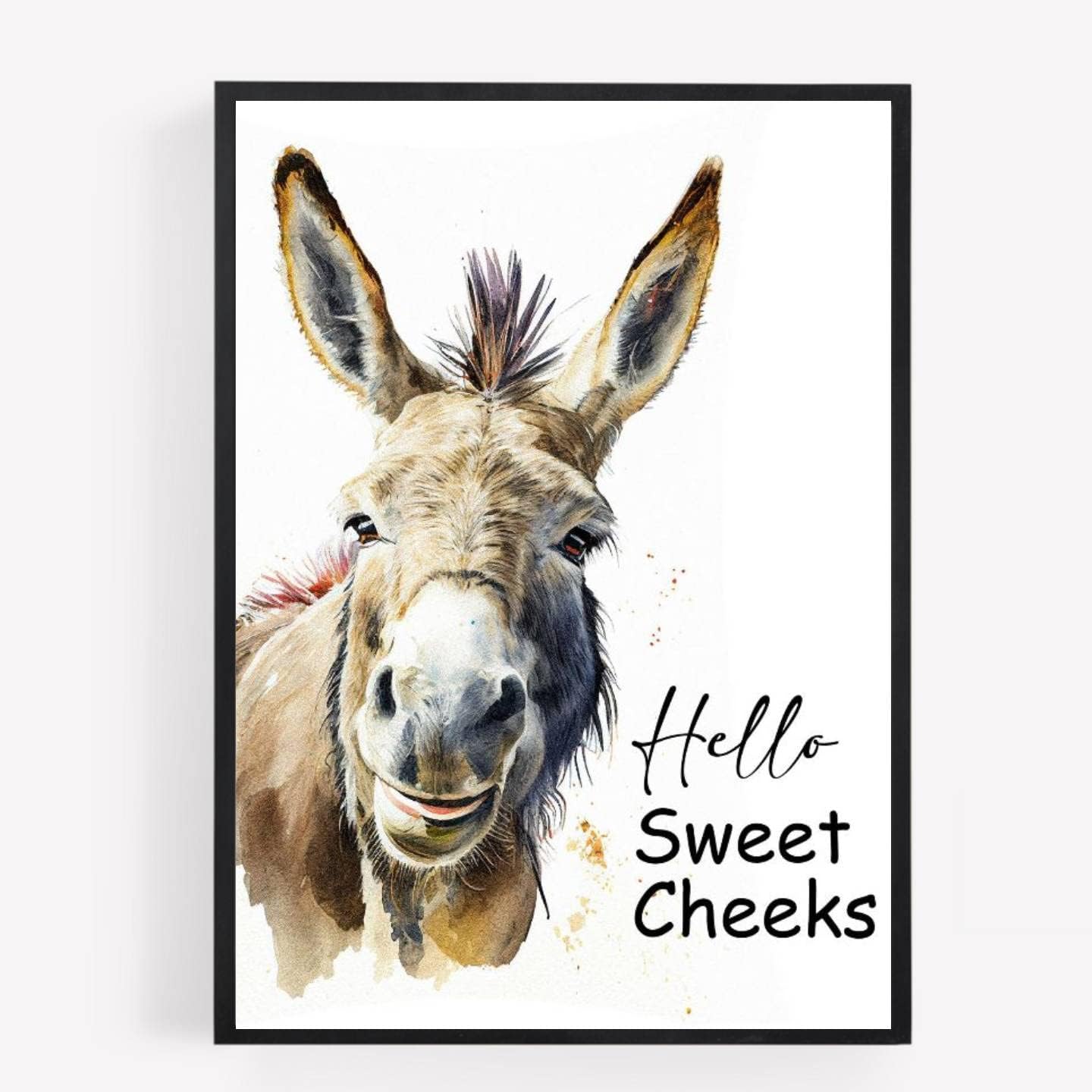 gfc Funny Bathroom Print donkey hello sweet cheeks Print Picture Poster ...