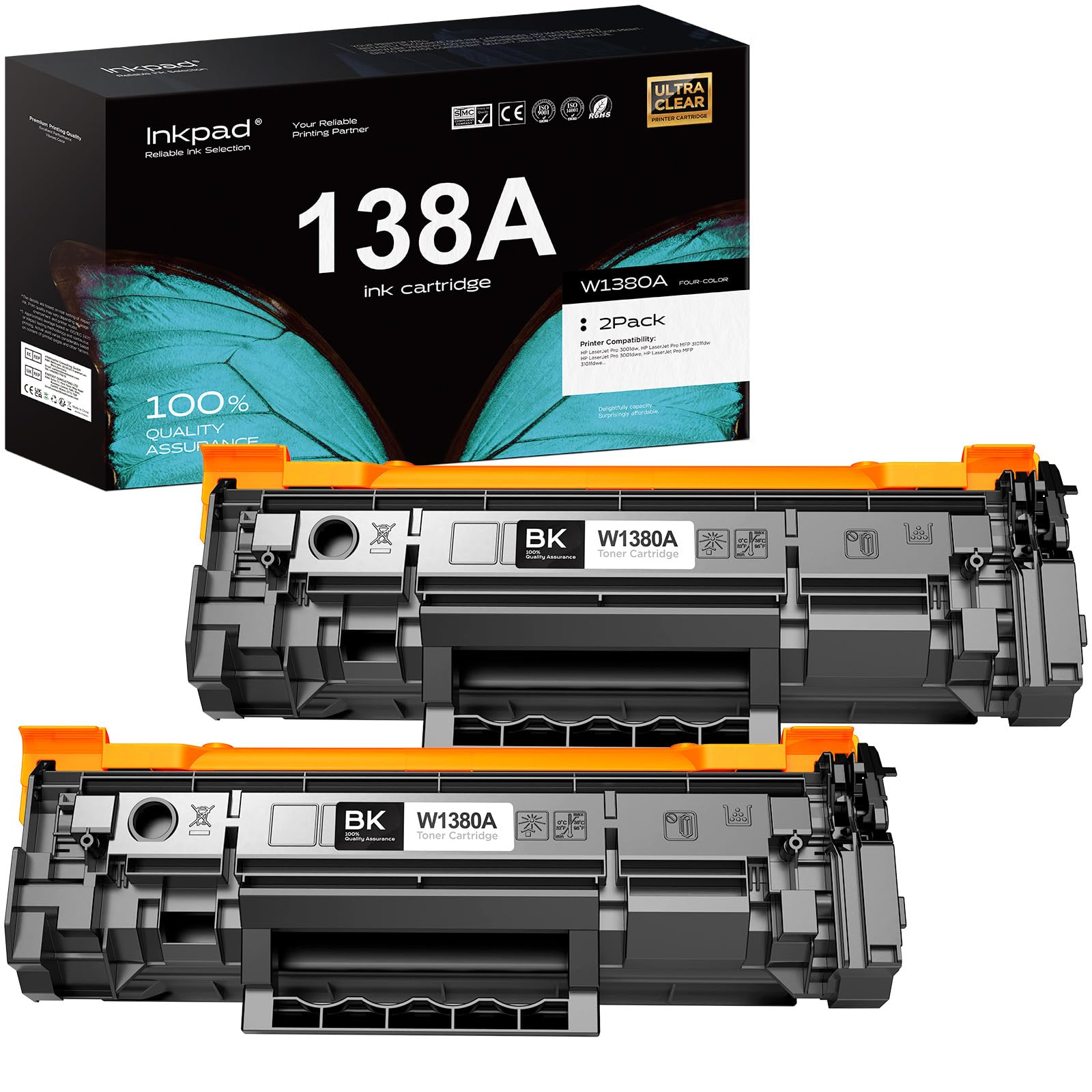 Amazon.com: iNKPAD 138A 138X Toner Cartridge Black [with Chip] (2 Pack ...