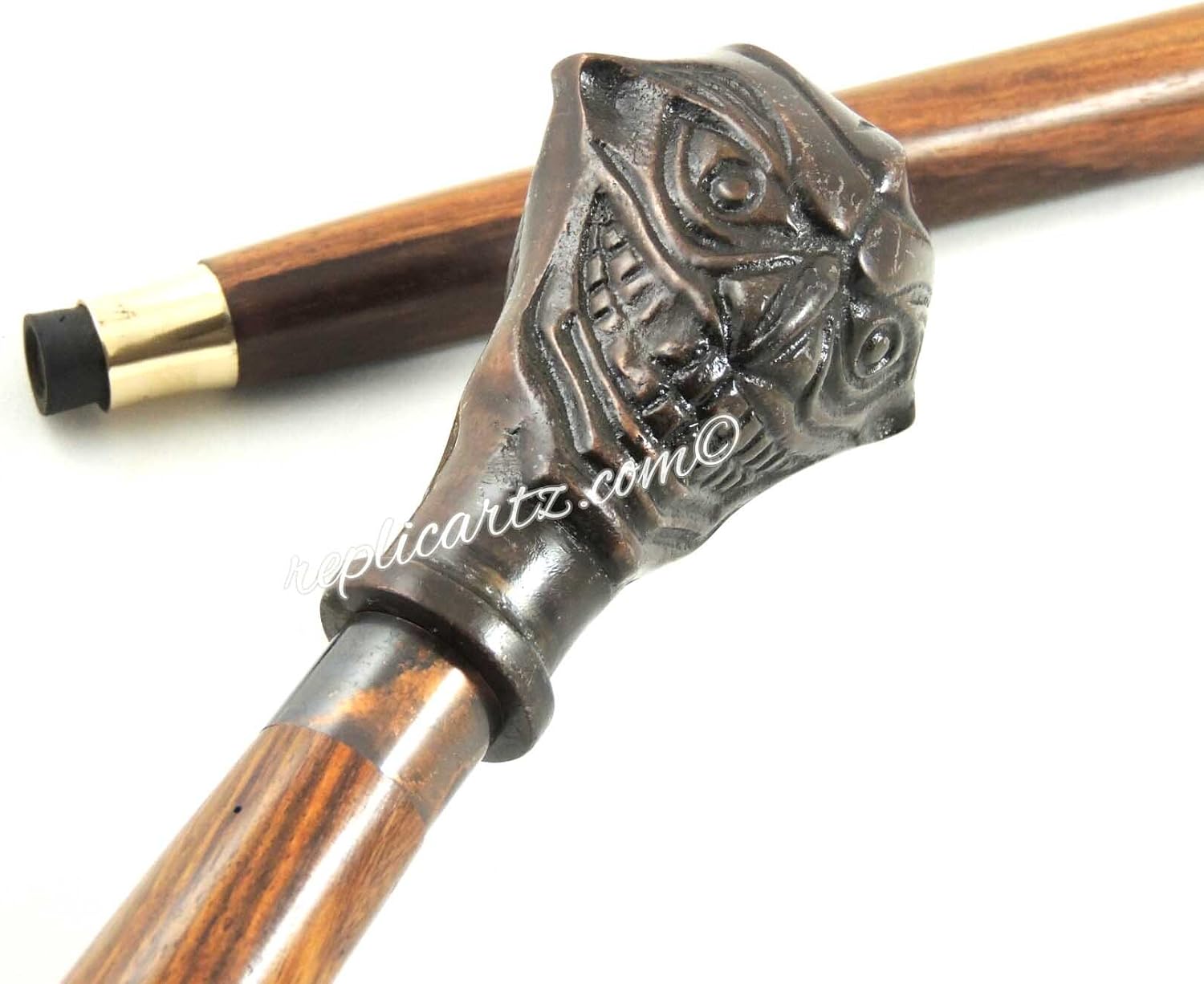 Amazon.com: Sun & Moon Walking Stick top Aluminium Joker Crafted Wooden ...