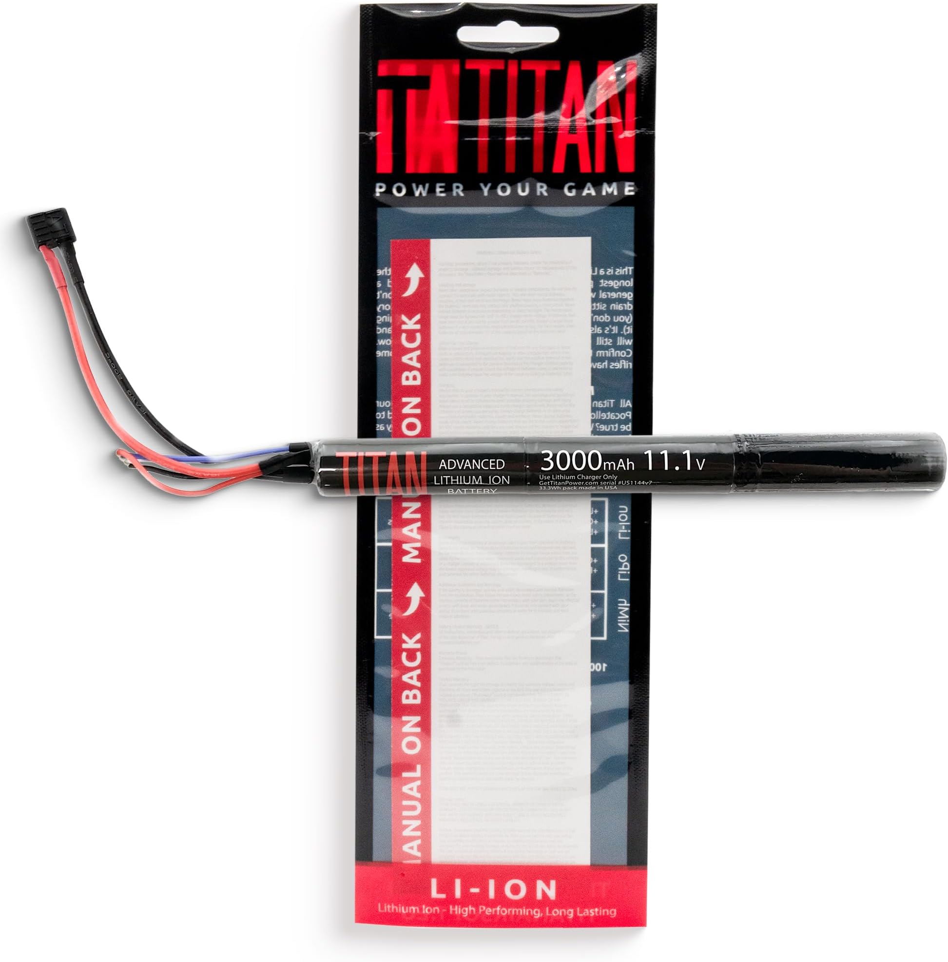 Titan Lithium-Ion Airsoft Battery | 3000mAh 11.1v Stick T-Plug ...