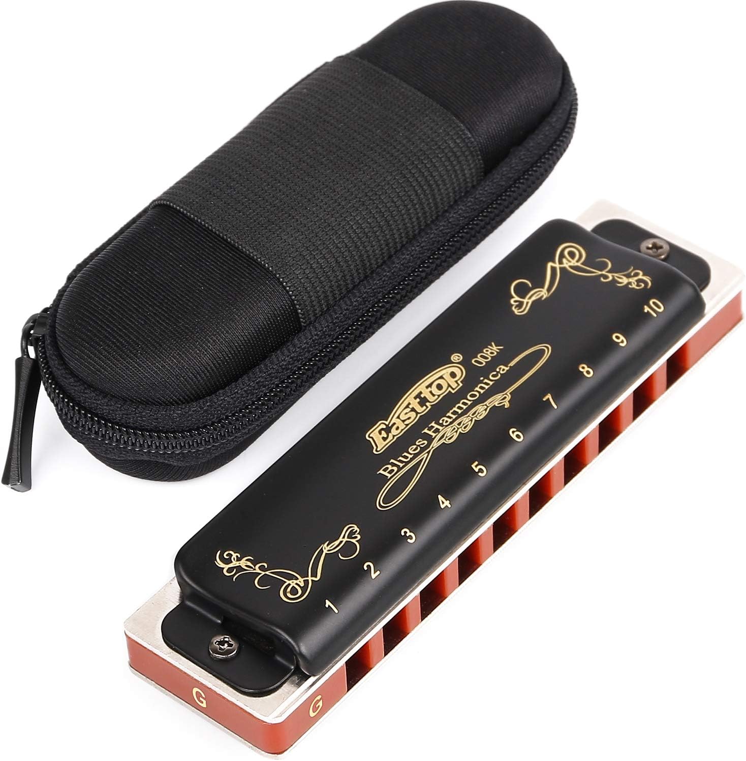 Amazon.com: Easttop Harmonica Key of G 10 Hole 20 Tone Diatonic Blues ...