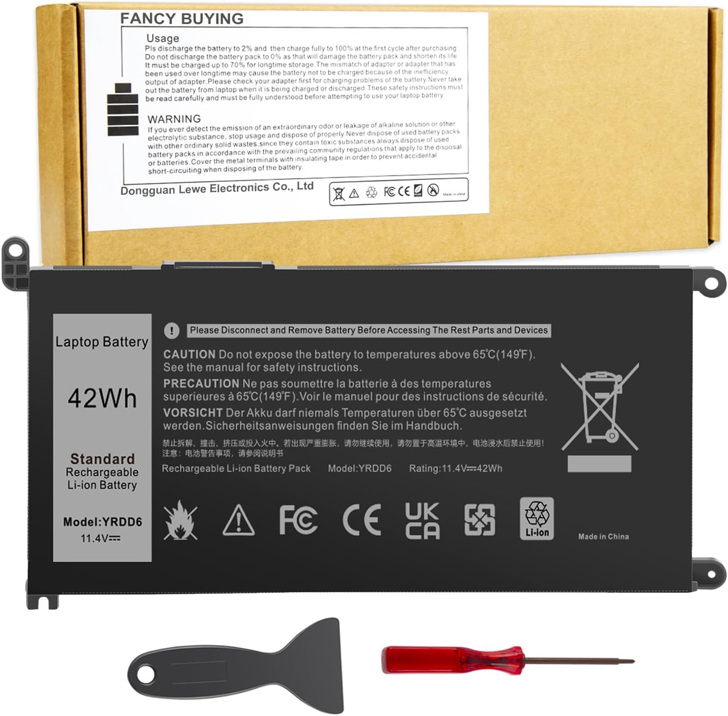 Amazon.com: 42Wh YRDD6 Battery for Dell Inspiron 15 3582 3583 3584 P75F ...