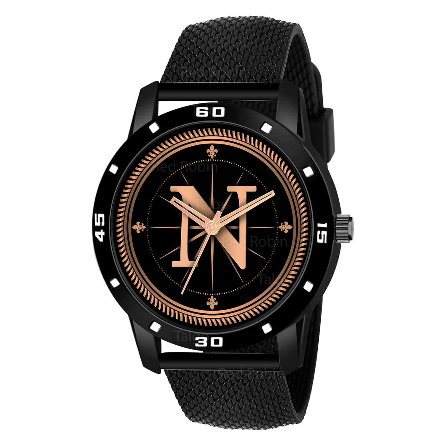 Buy Talgo Analog Round Black Dial Alphabet N Design Stylish Black ...