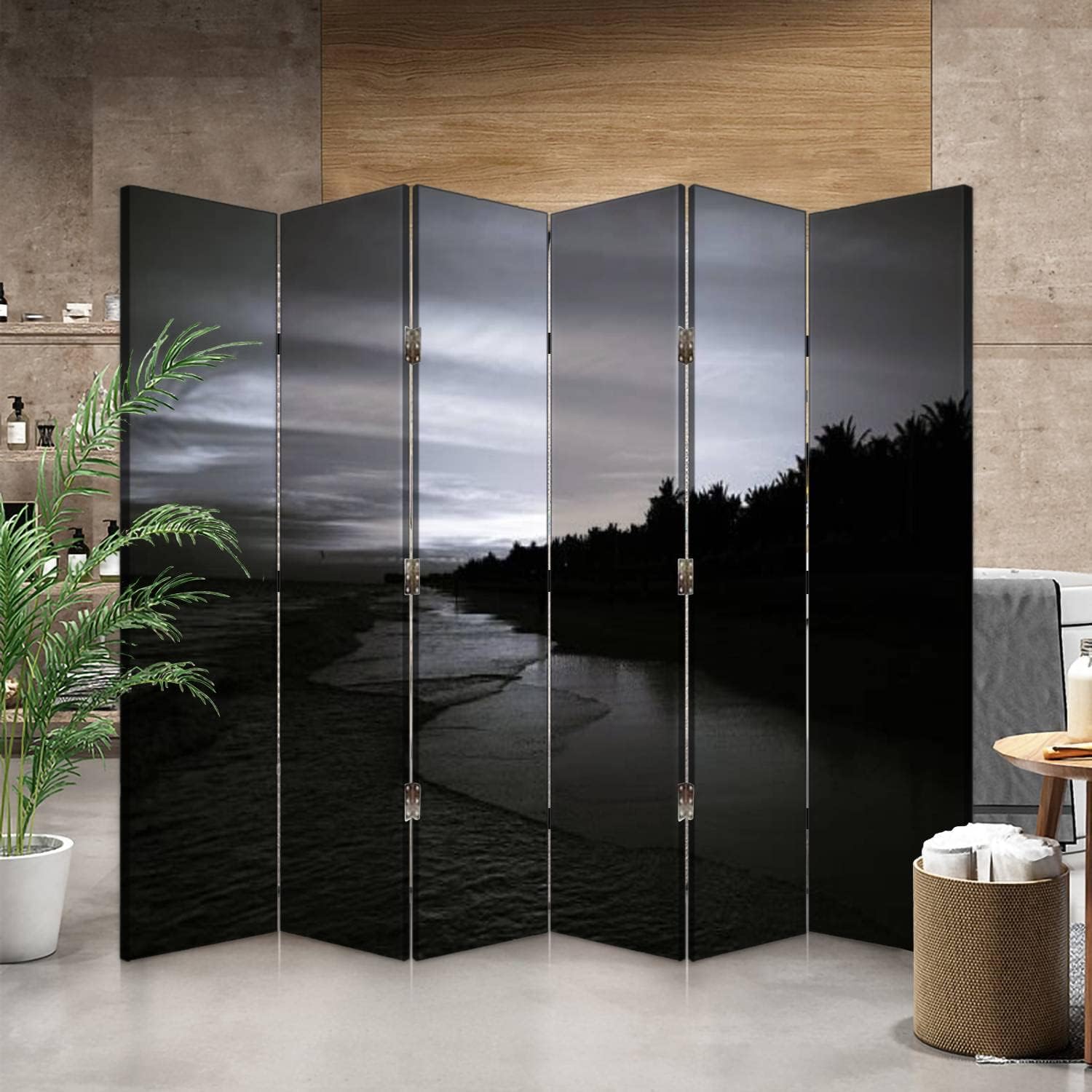 Buy Canvas Room Divider Screen Beautiful Beach at Sunset Room Separator ...