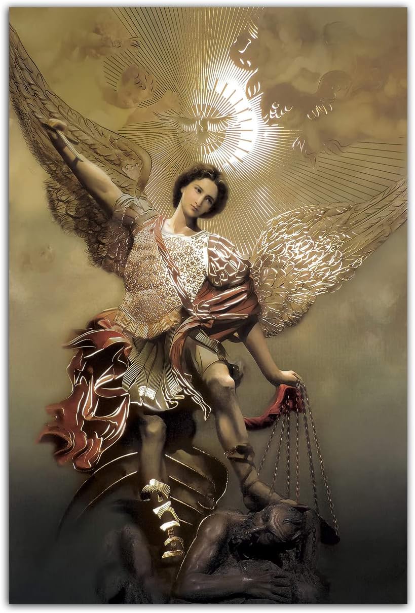 Amazon.com: QUNYAAE Saint Michael the Archangel Oil Painting Poster ...