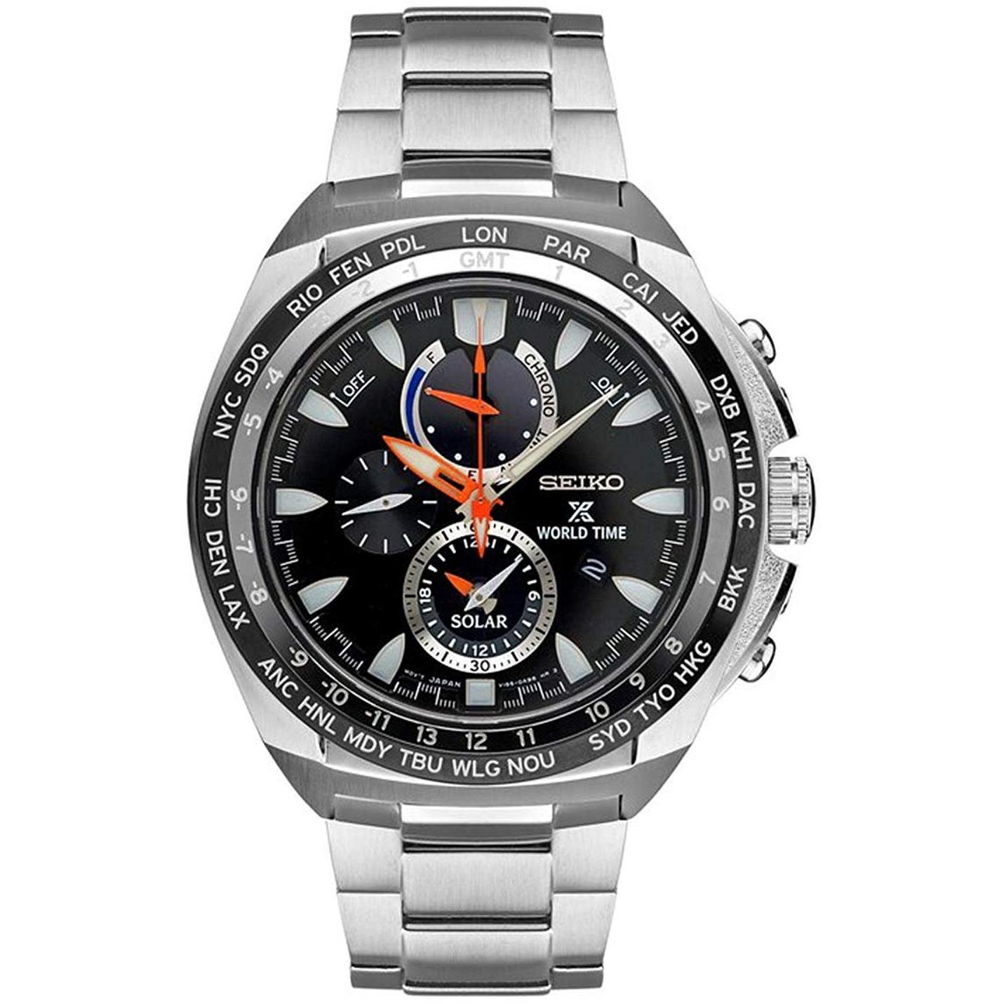 Seiko Men's Prospex World Time Solar Chronograph Watch with Power ...