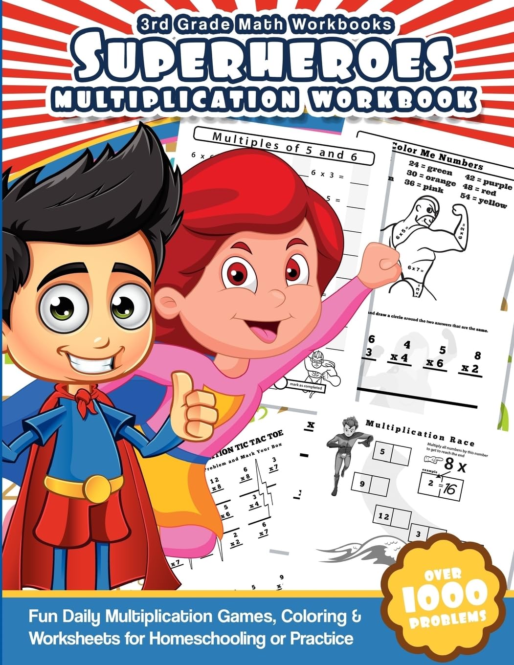 3rd Grade Math Workbooks Superheroes Multiplication Workbook: Fun Daily ...
