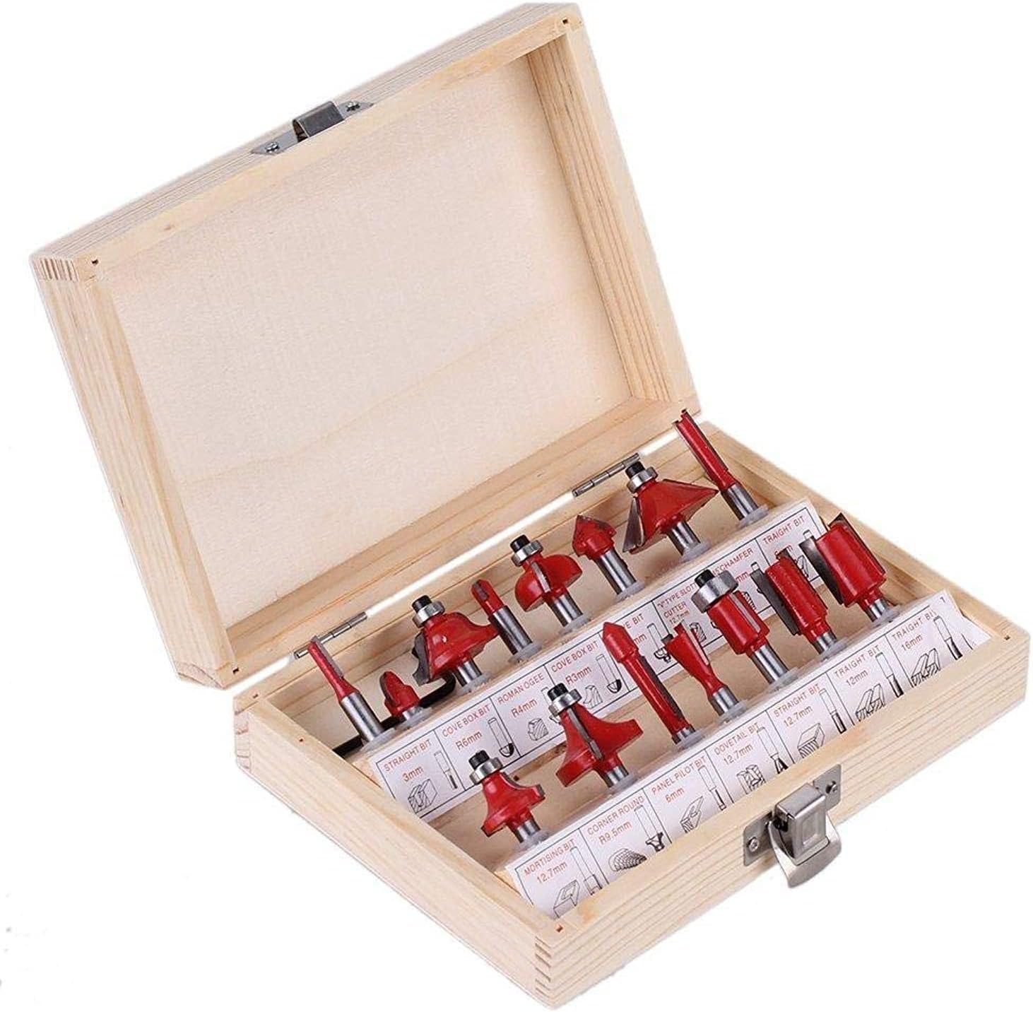 15 Pieces 6.35mm Woodworking Carbide Router Bit sets (1/4 inch Shank ...