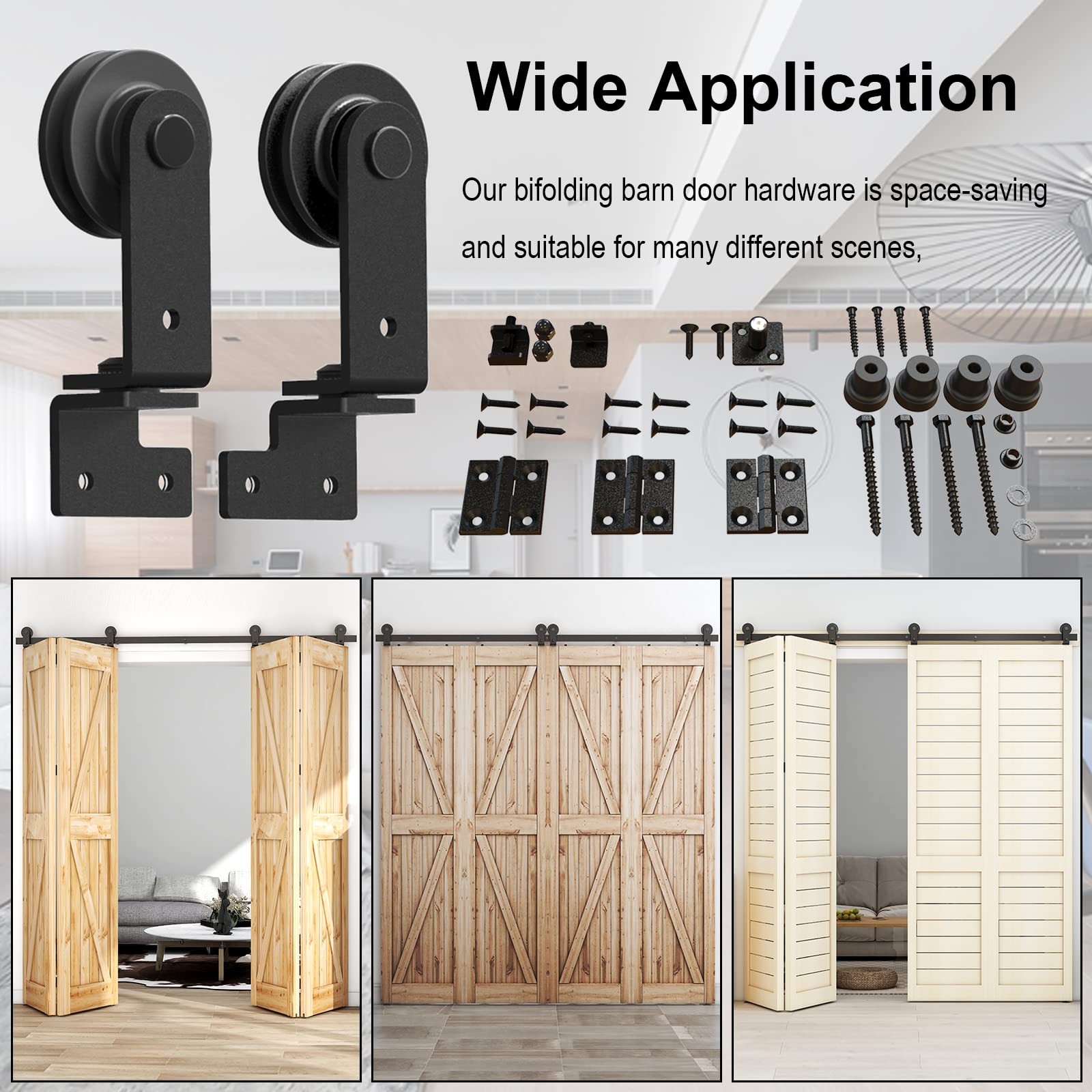 Snapklik.com : TSMST 6FT/72" Bi-folding Barn Door Hardware Kit For 4 ...