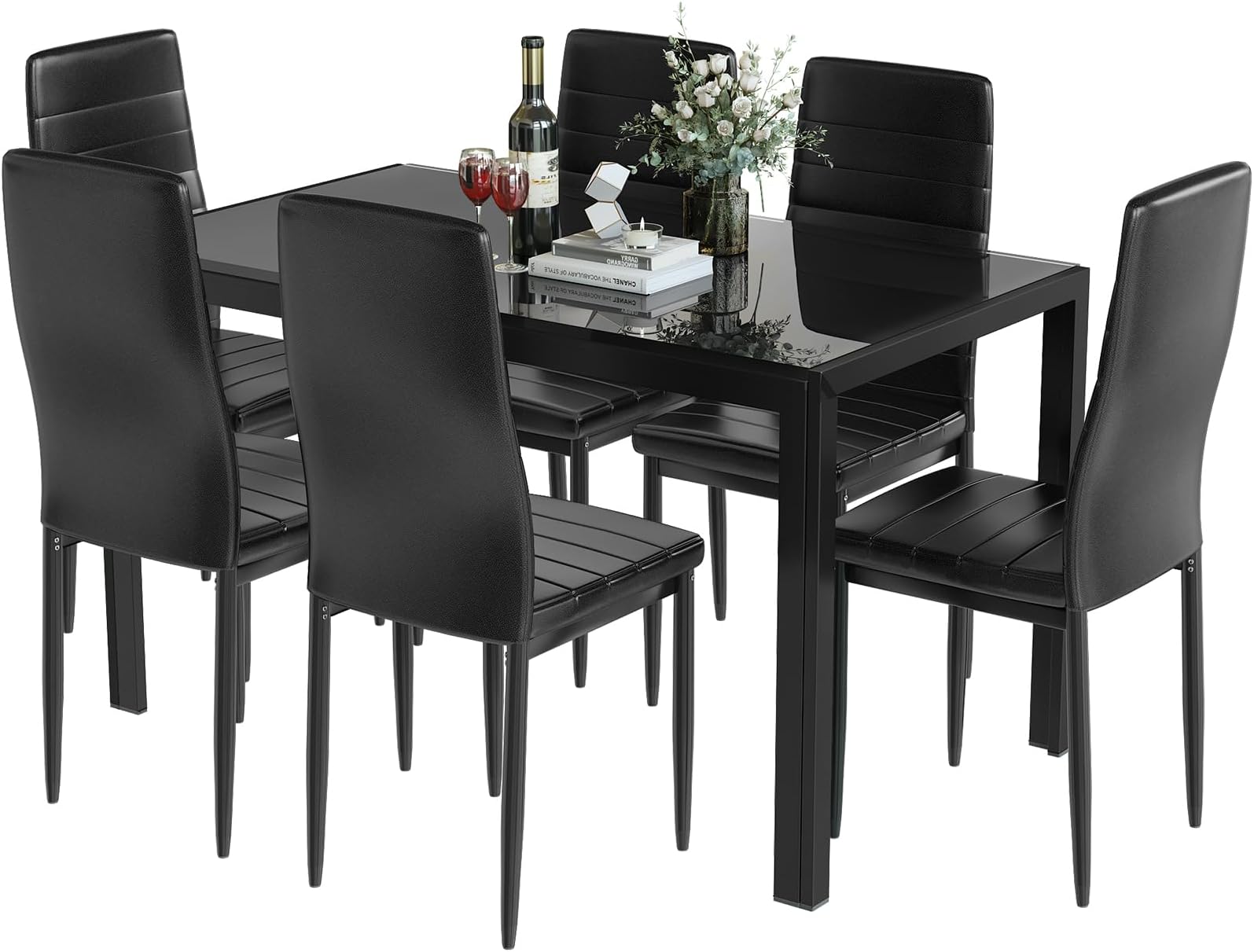 Amazon.com - Merax Modern 7 Piece Dining Room Table and Chairs Set for ...