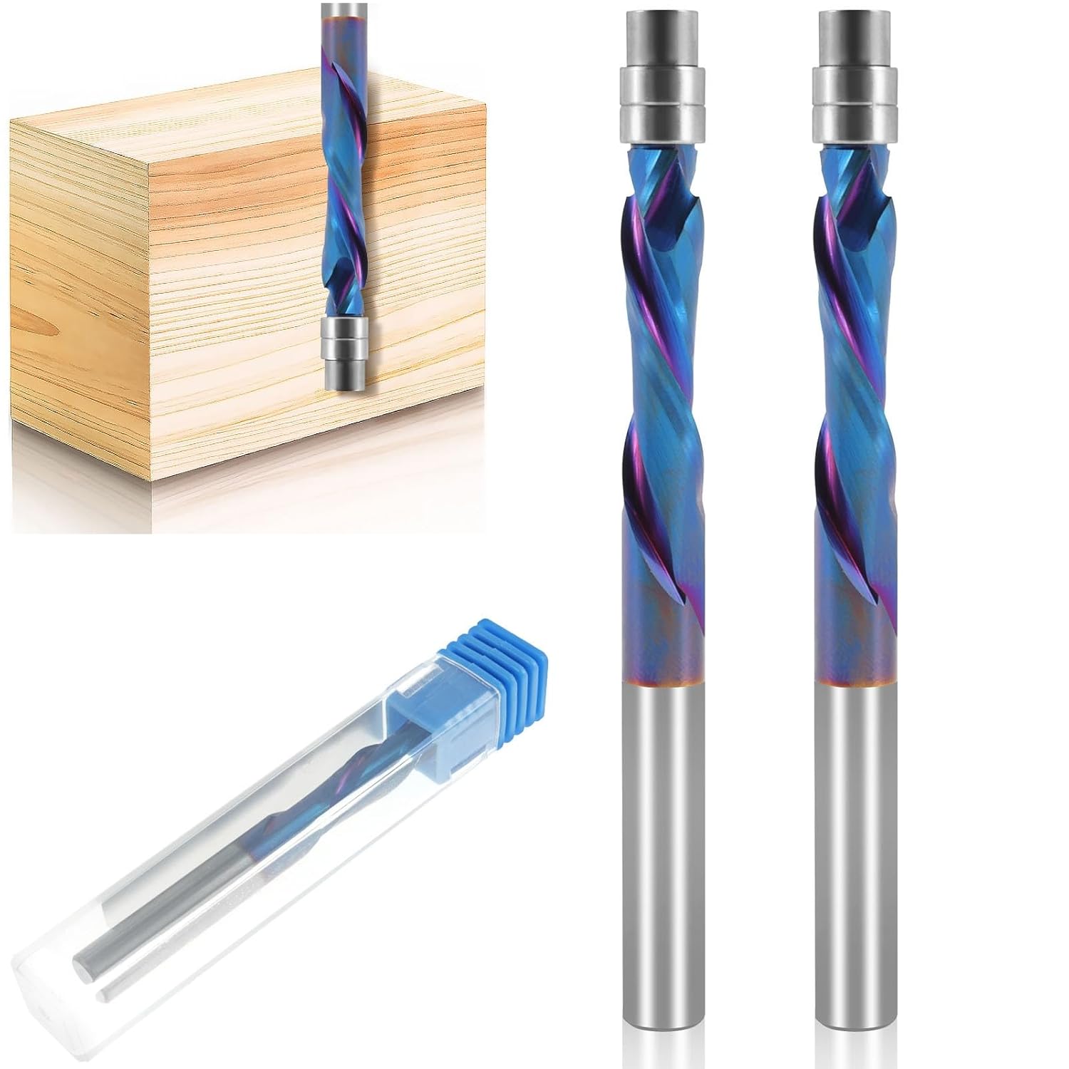 LYDODOKA 2Pcs Spiral Flush Trim Router Bits, 1/4-Inch Shank Carbide ...