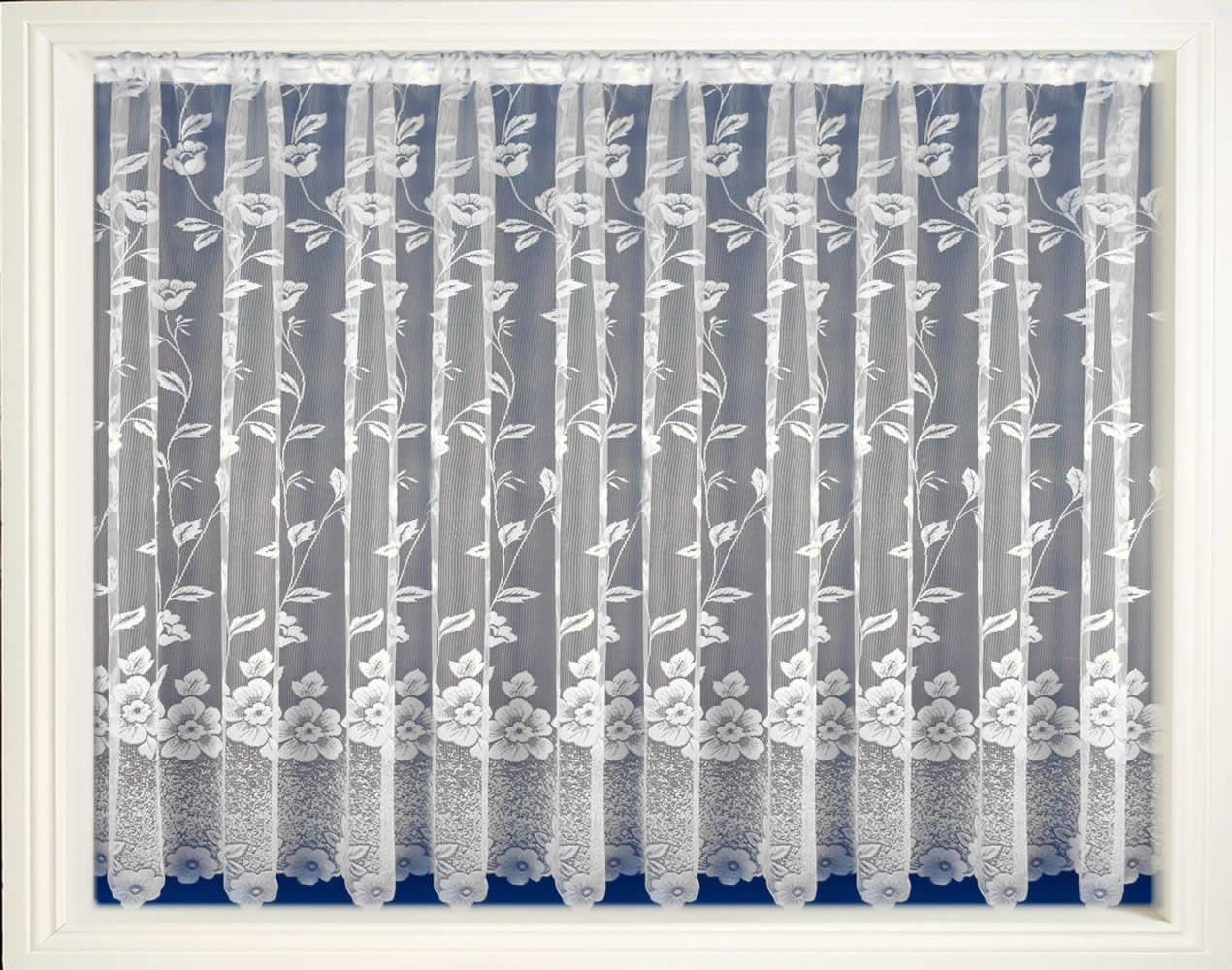 Amazon.com: White Floral Net Curtain, Lace Curtains, Canberra, 54" Drop ...