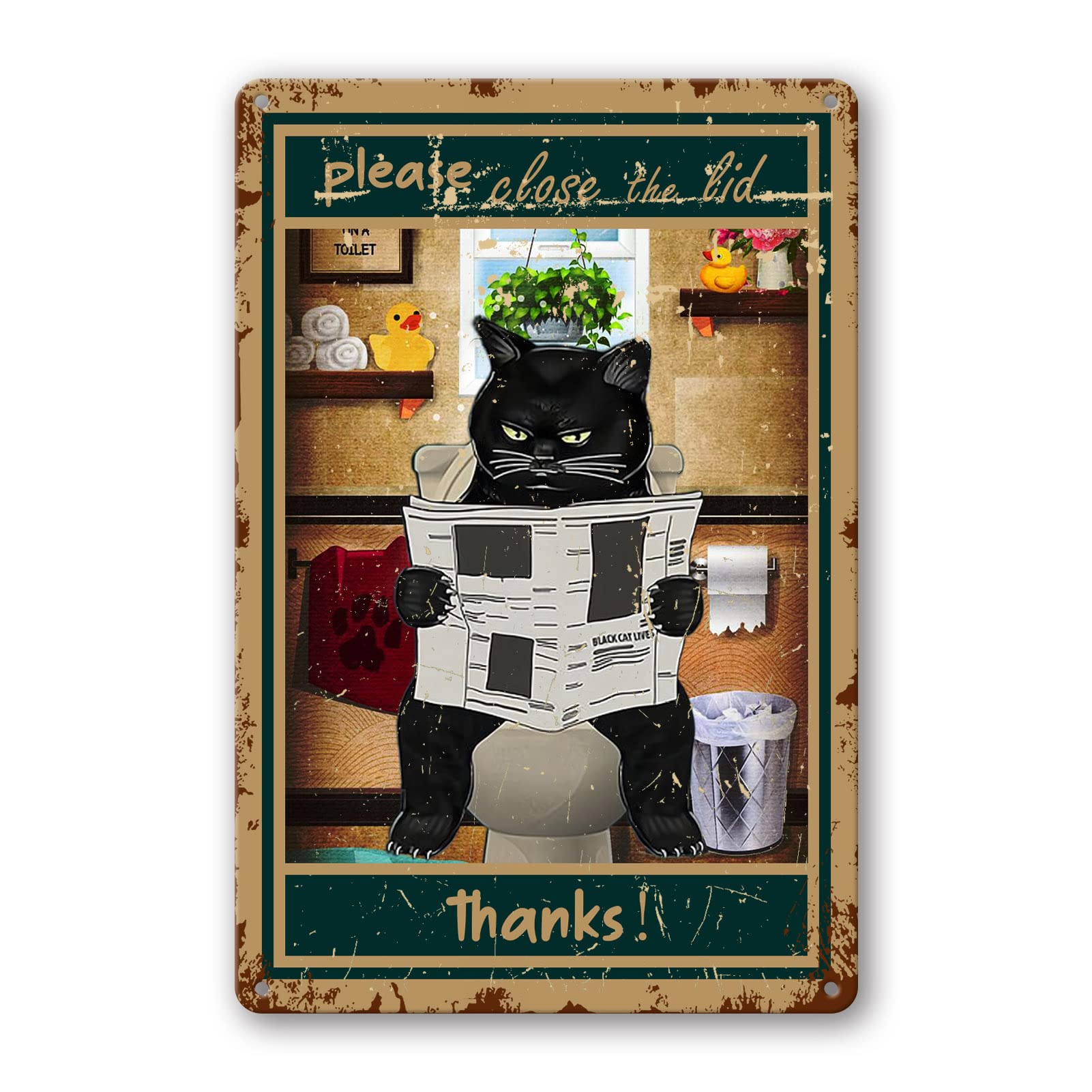 Amazon.com: Toilet Seat Down Sign Put The Lid Tin Signs Please Close ...