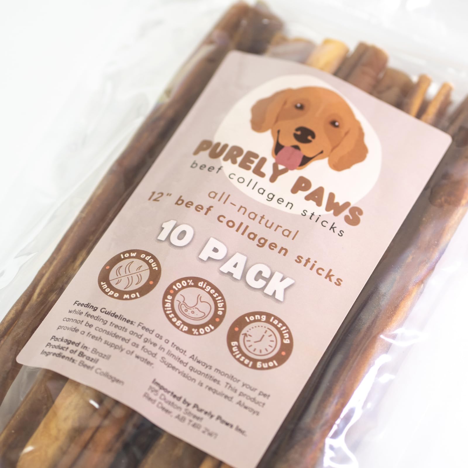 Purely Paws All-Natural Beef Collagen Sticks - Safe, Digestible Dog ...
