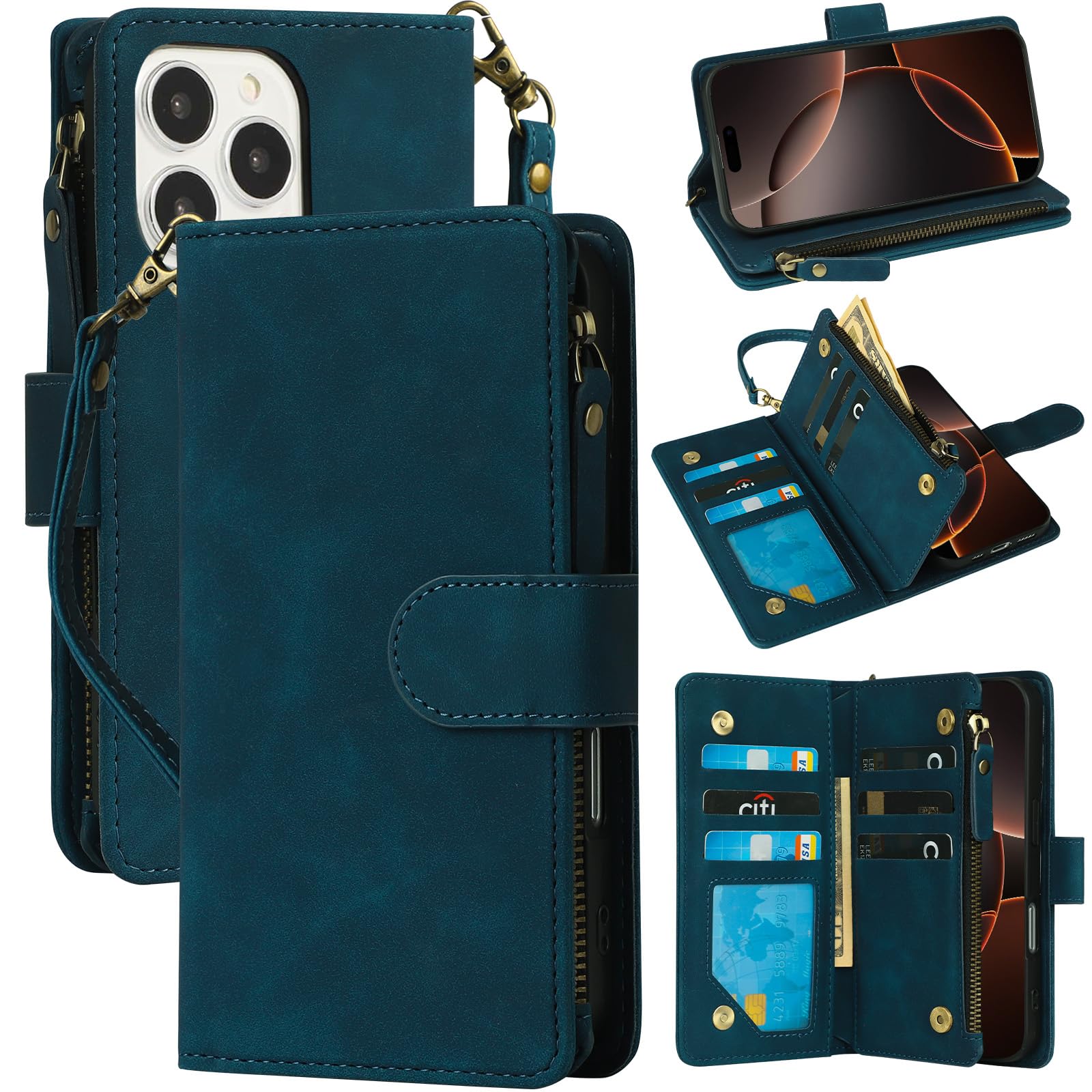 Amazon.com: RANYOK Compatible with iPhone 16 Pro Max Case Wallet - PU ...