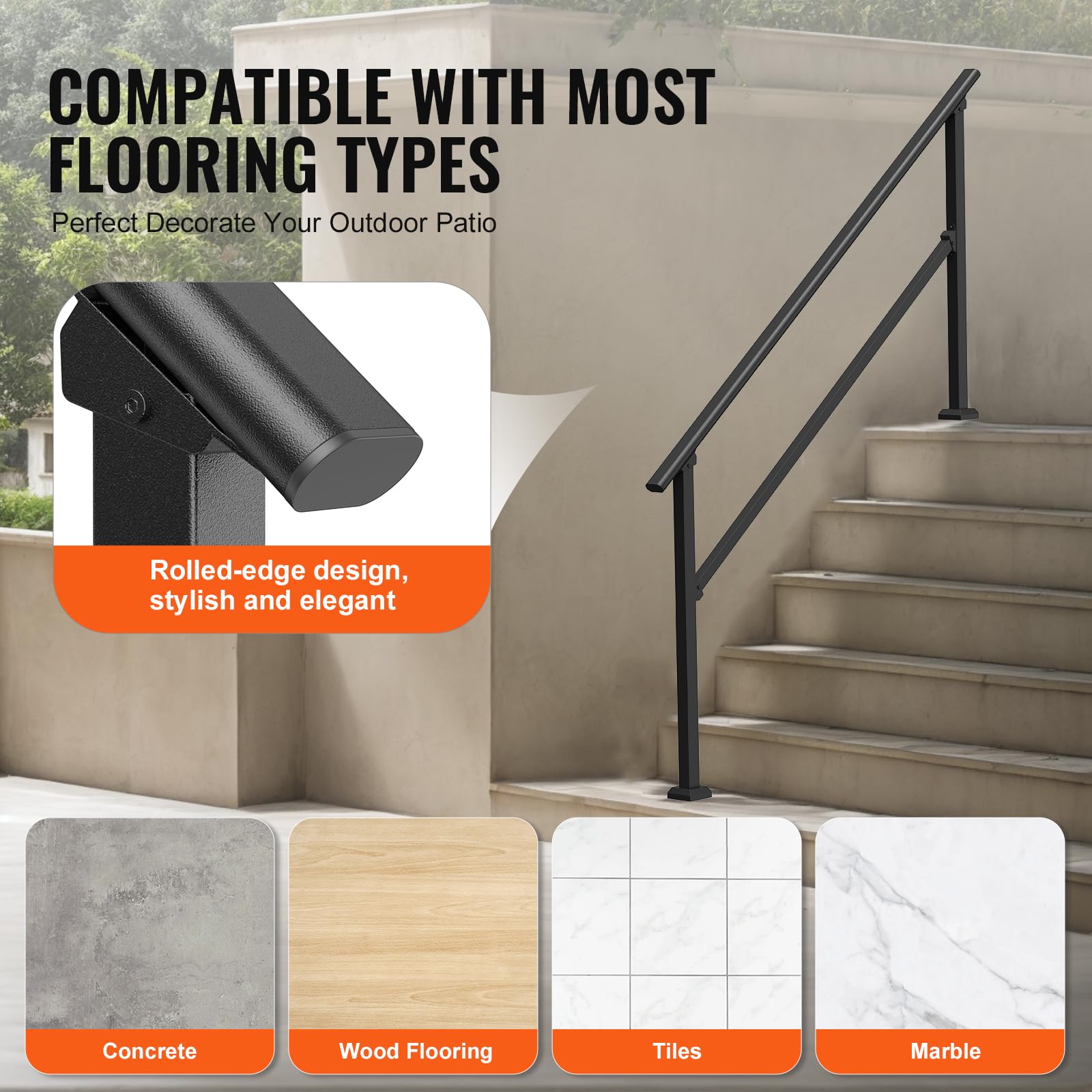 Snapklik.com : VEVOR Handrails For Outdoor Steps, 5 Step Stair Hand ...