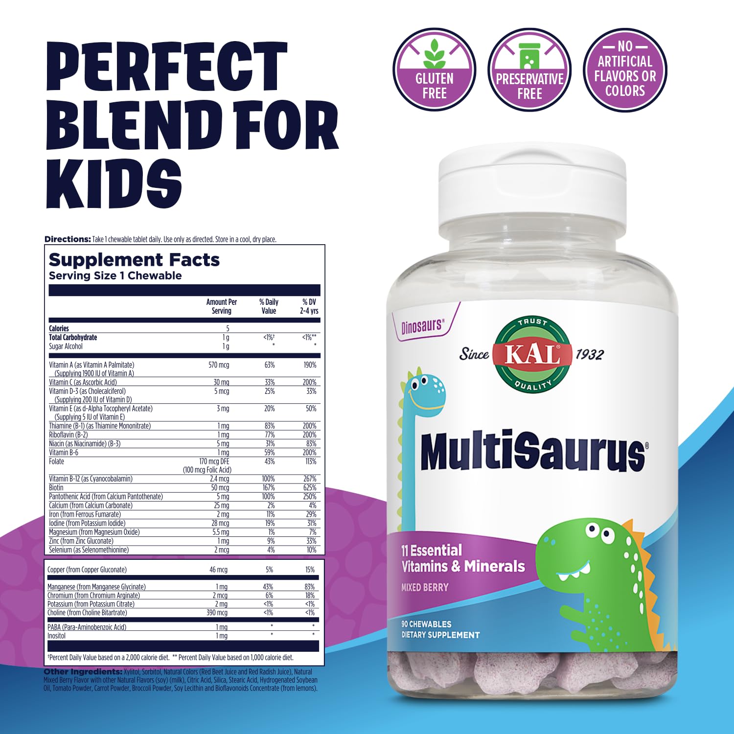 Snapklik.com : MultiSaurus Kids Chewable Multivitamins, 11 Essential ...