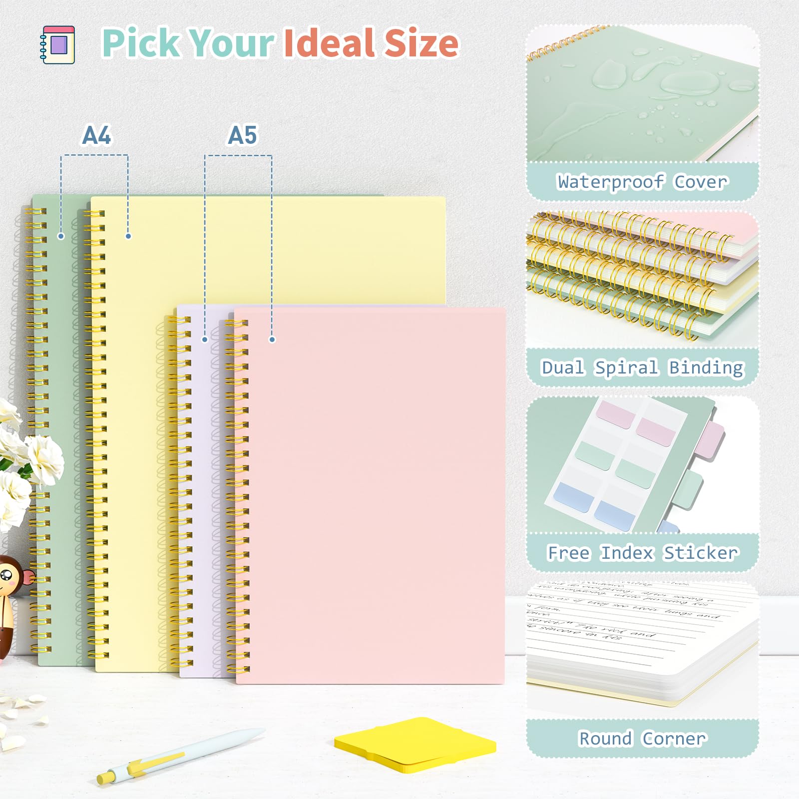 Snapklik.com : Umriox 4 Pack Graph Paper Notebook, 8.5" X 11" Spiral ...