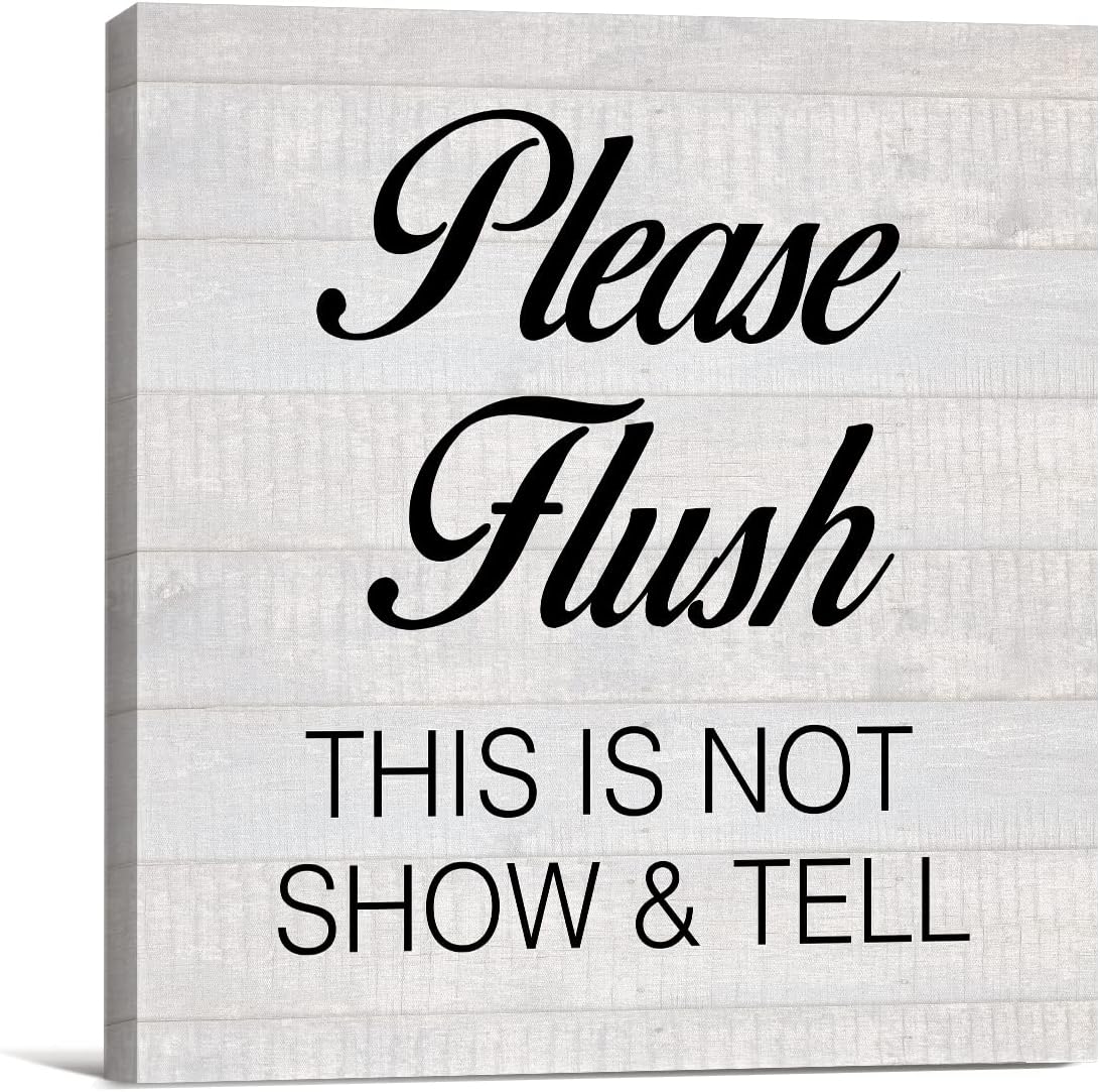 Amazon.com: Country Please Flush Funny Restroom Canvas Prints Wall Art ...