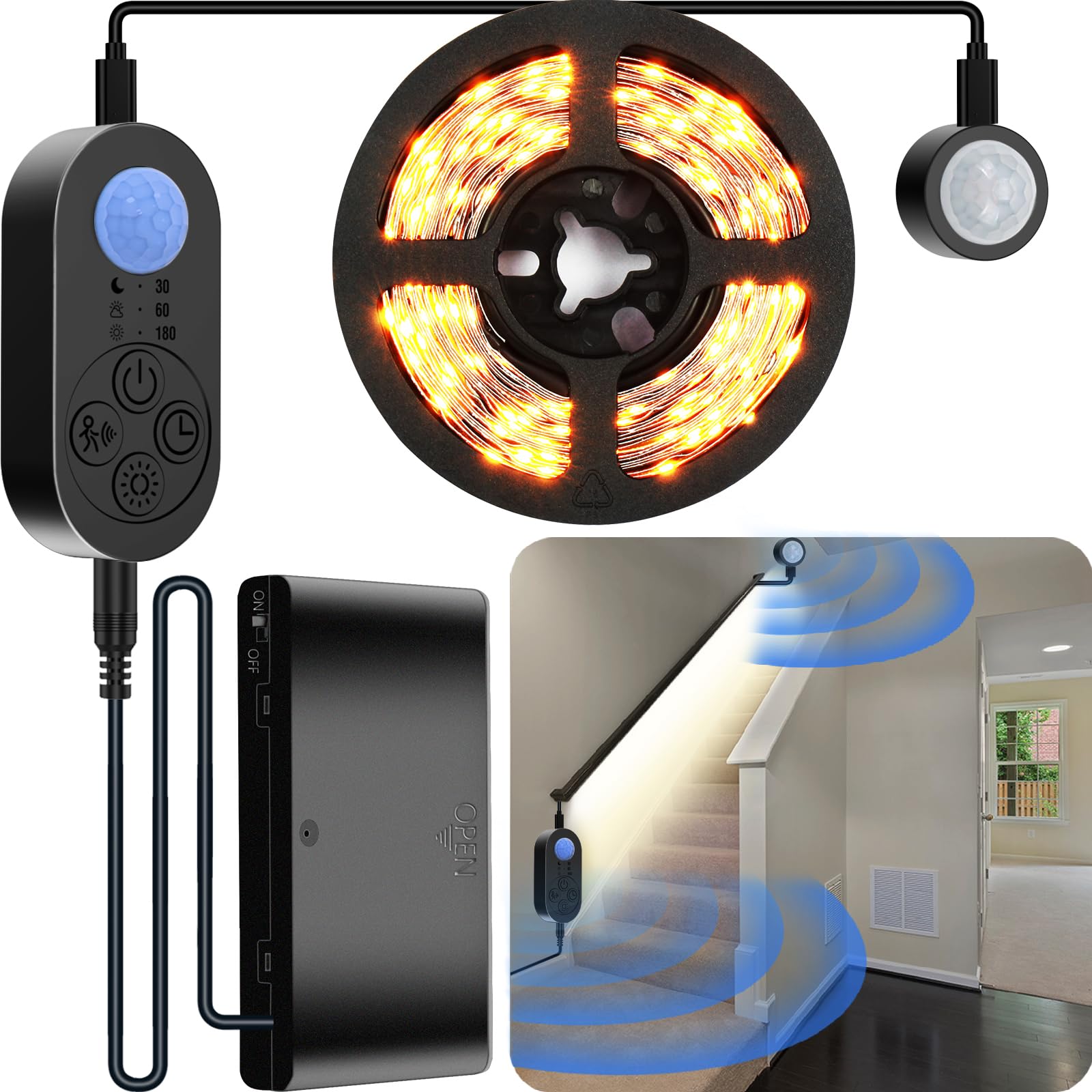 Amazon.com: NIVOTA Dual Motion Sensor Light Indoor - 8pcs AA Battery ...