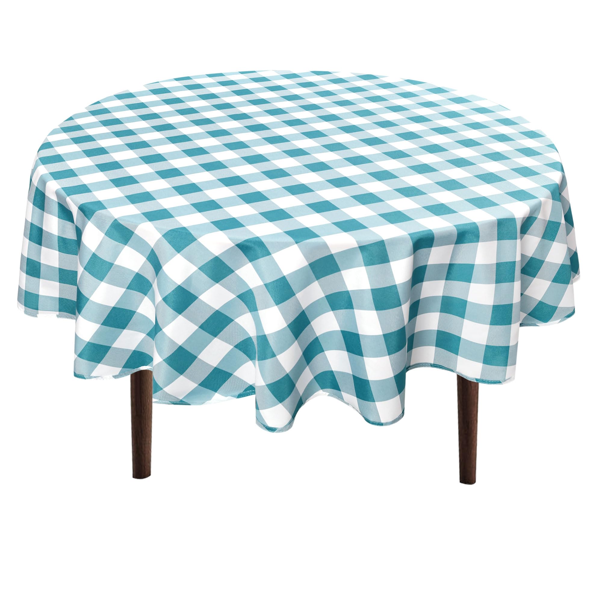 Amazon.com: Hiasan Checkered Round Tablecloth 60 Inch - Waterproof ...