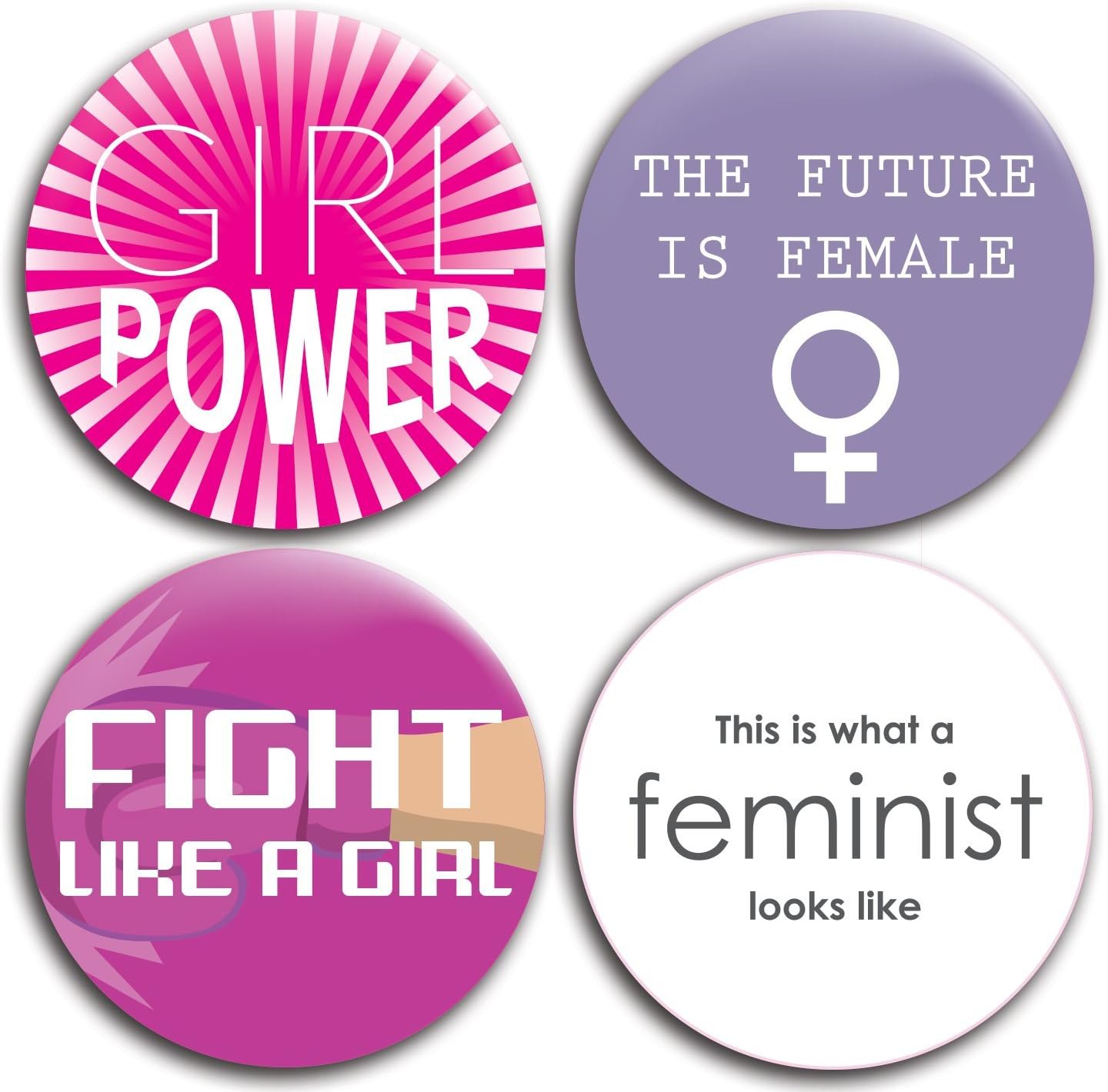 Amazon.com: Girl Power - Feminist/Female Buttons for Women's Rights - 2 ...