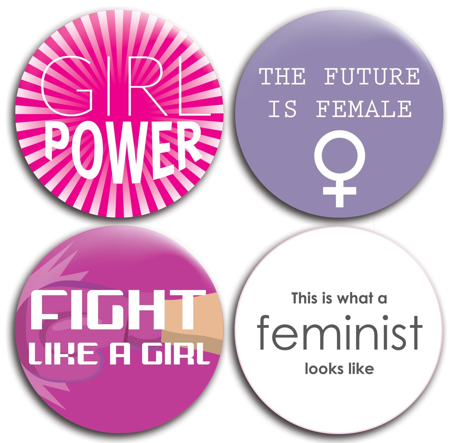 Amazon.com: Girl Power - Feminist/Female Buttons for Women's Rights - 2 ...