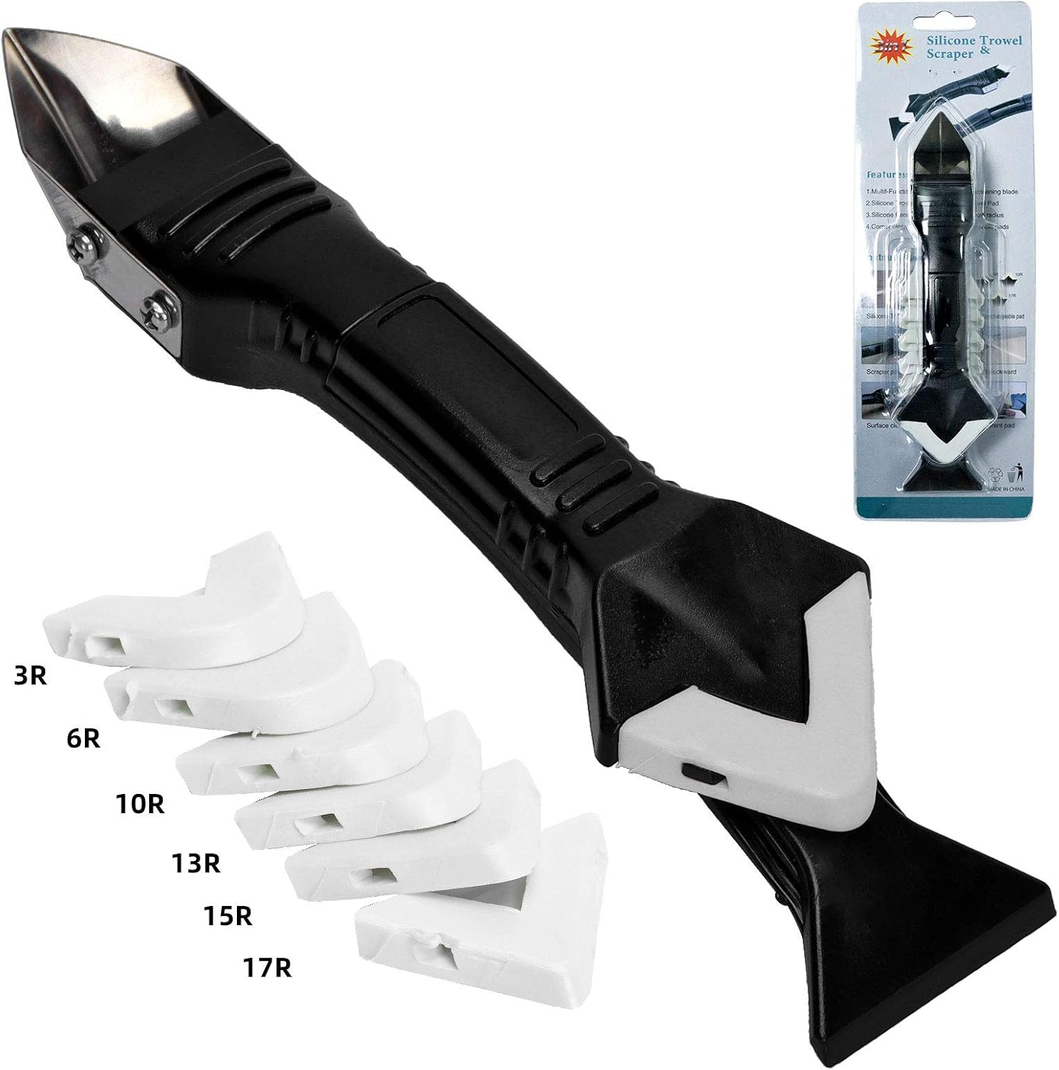 3 in 1 Upgraded Silicone Caulking Tools (Stainless Steel Head), Glass ...