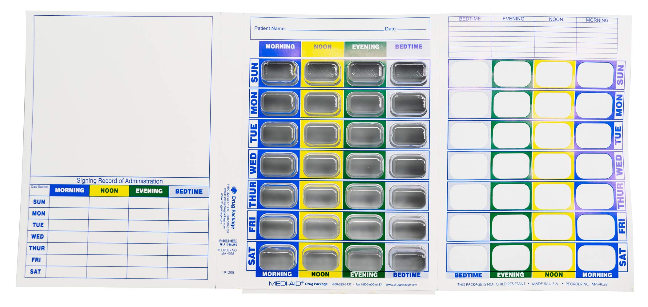 Buy 4 Times a Day Weekly XL Cold Seal Medication Blister Pack System ...