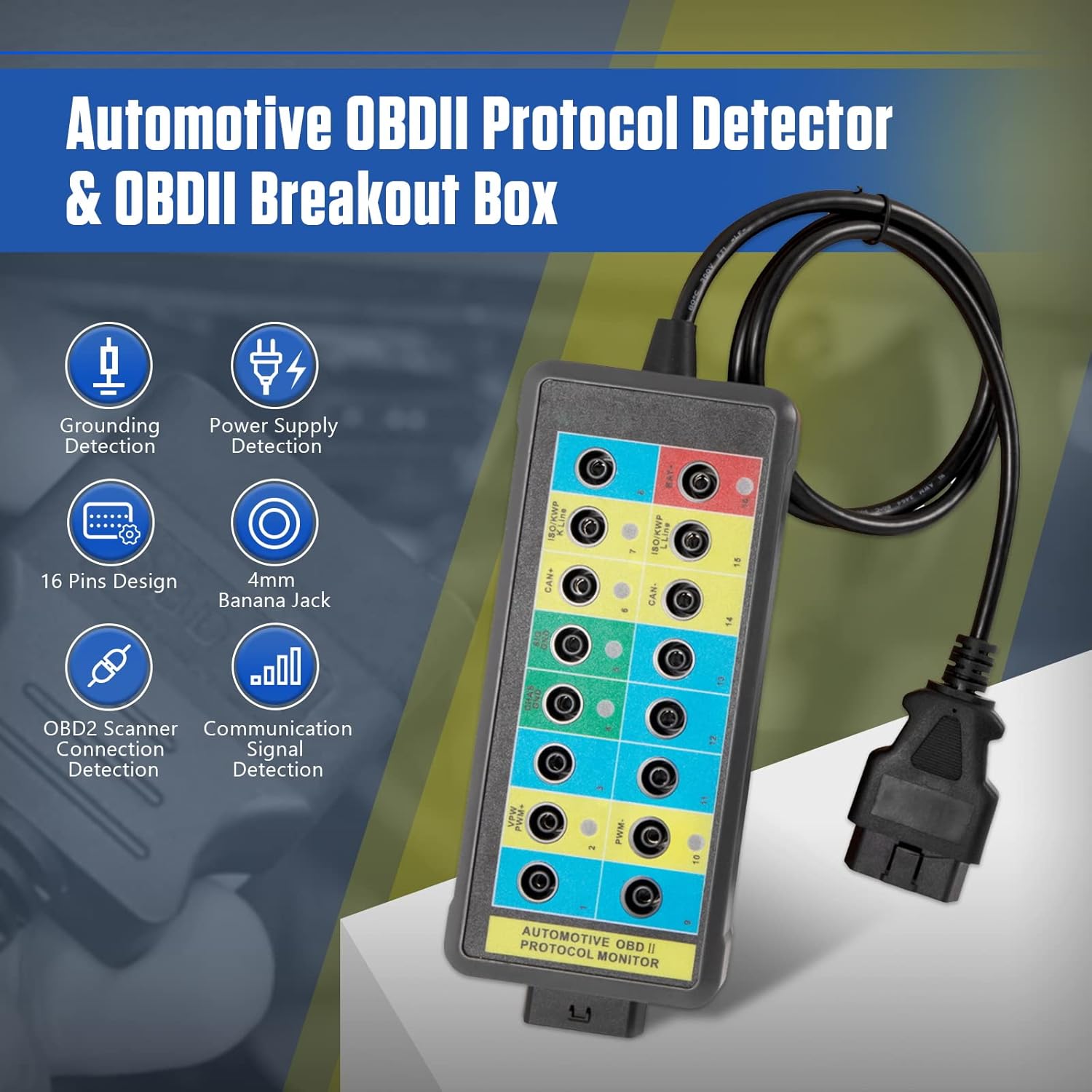 Caja de ruptura OBD2 Detector de protocolo OBDII, caja de ruptura de prueba de auto Herramienta ...