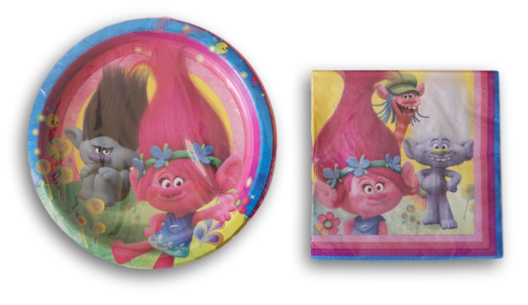Amazon.com: Trolls Birthday Party Supply Kit - Plates and Napkins