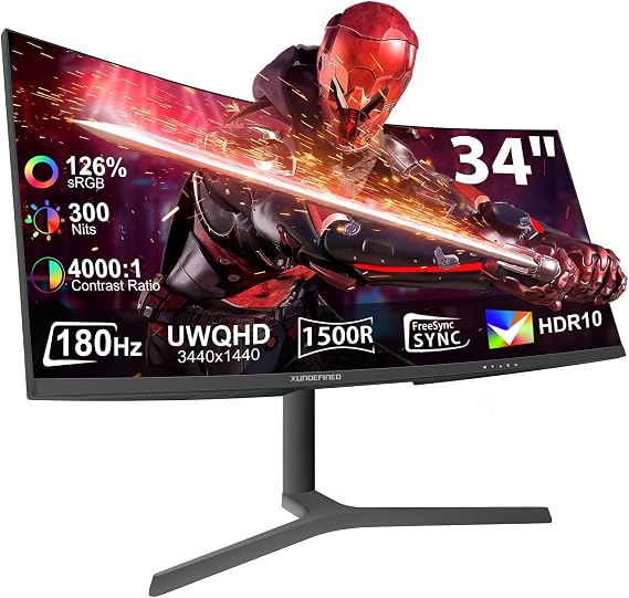 Amazon.com: 34 Inch Curved Monitor 180Hz, UWQHD 3440x1440p Ultrawide ...