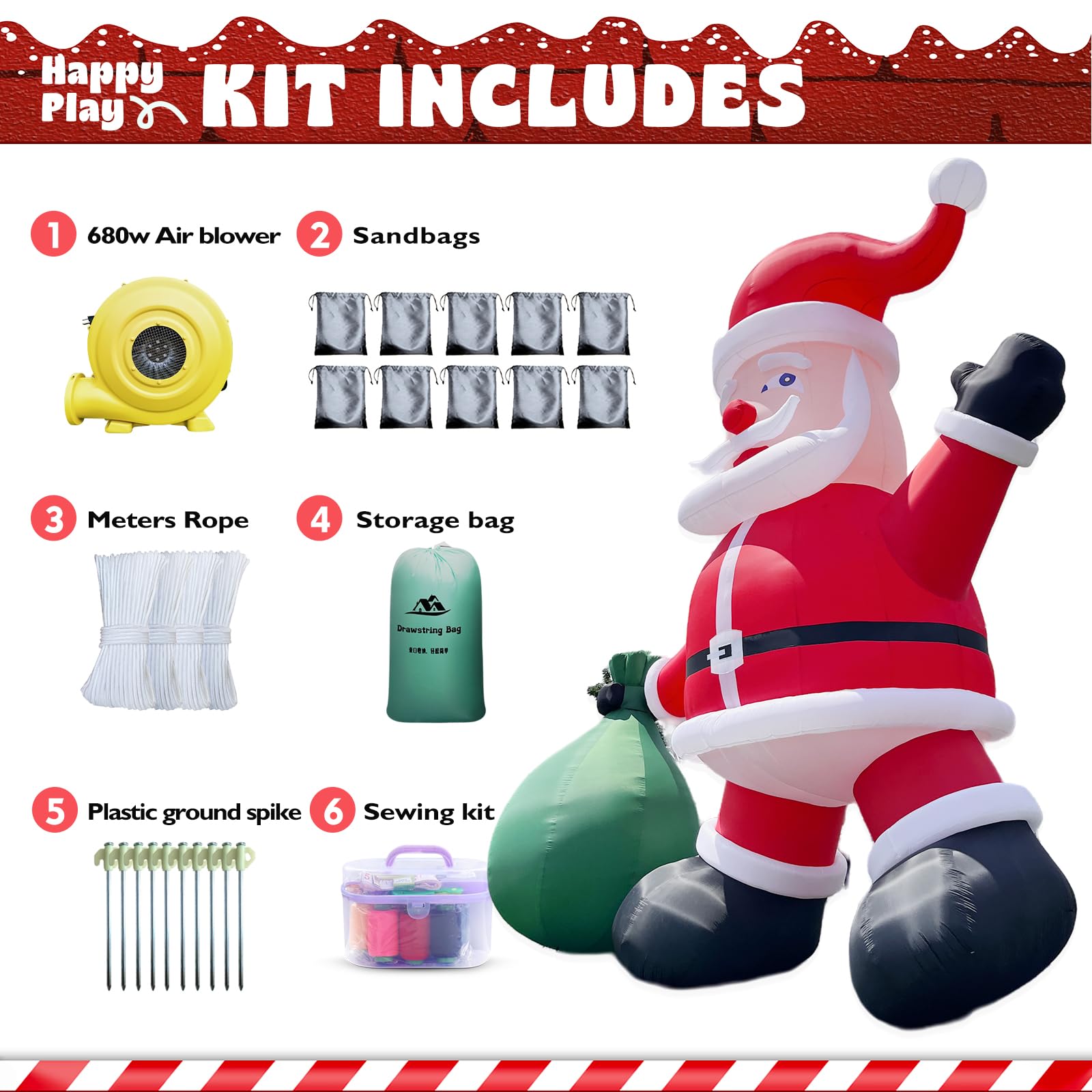 Giant Santa Inflatable 26FT Santa Claus for Christmas Outdoor ...