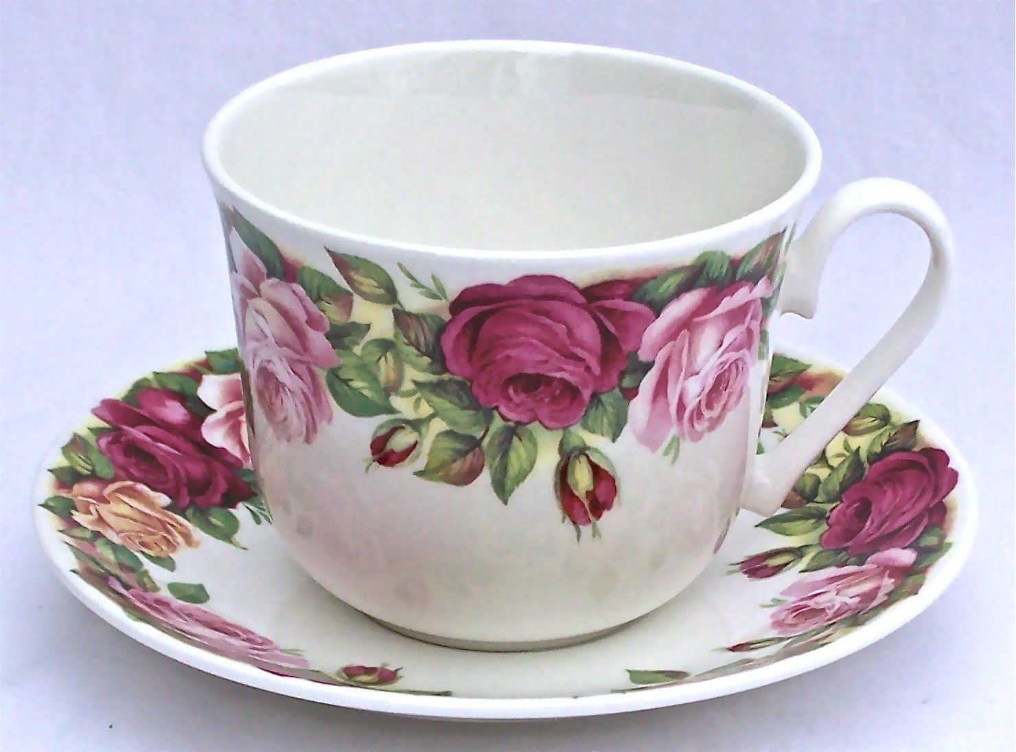Amazon.com | English Bone China Breakfast Cup and Saucer Set Roy ...