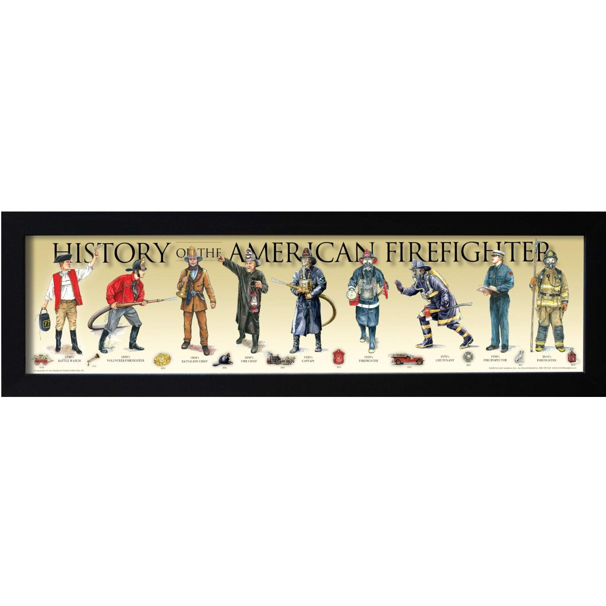 Amazon.com: History of the American Firefighter Framed Posters & Prints ...