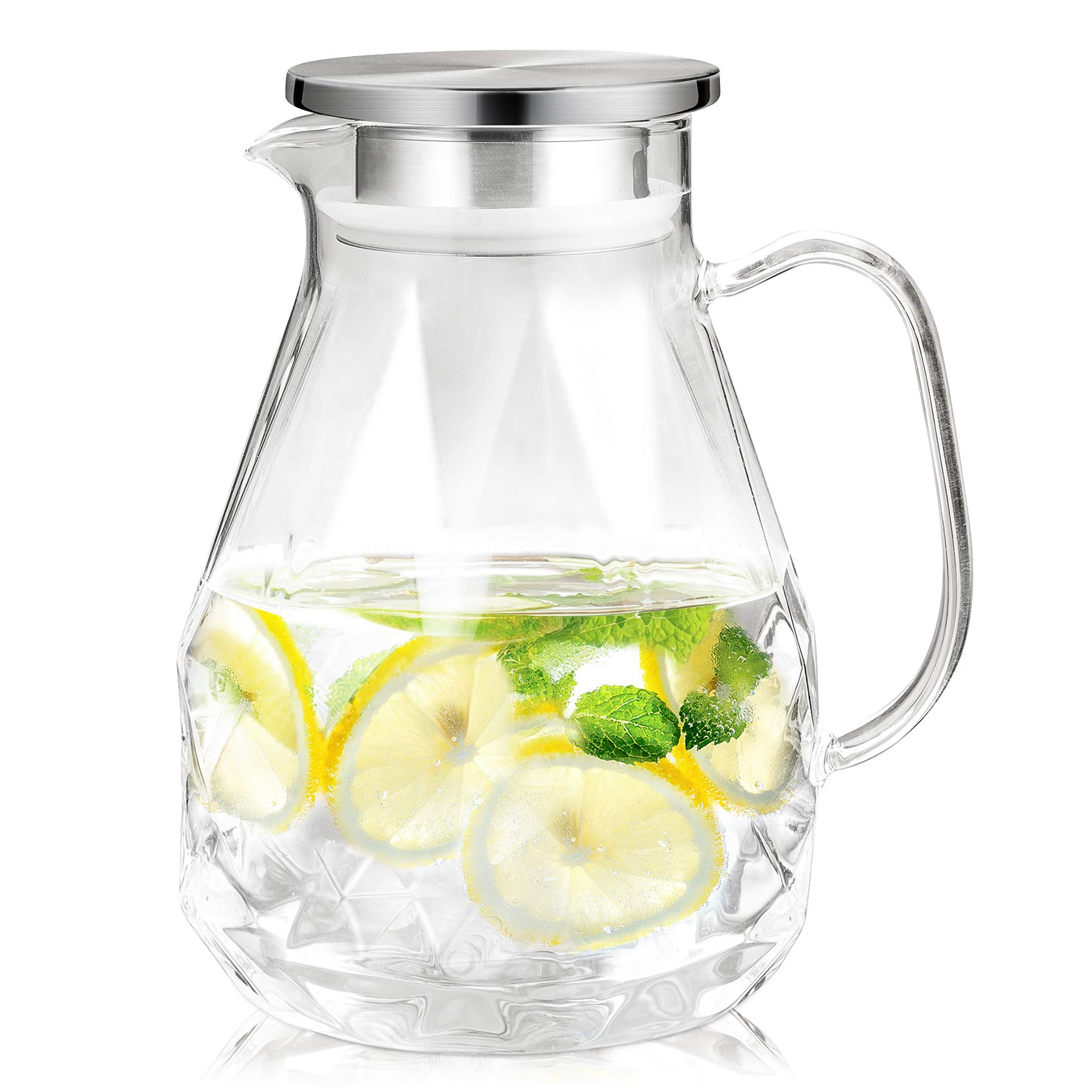 Buy Sotya Glass Pitcher With Lid and Spout,60OZ/1800ML Water Pitcher ...