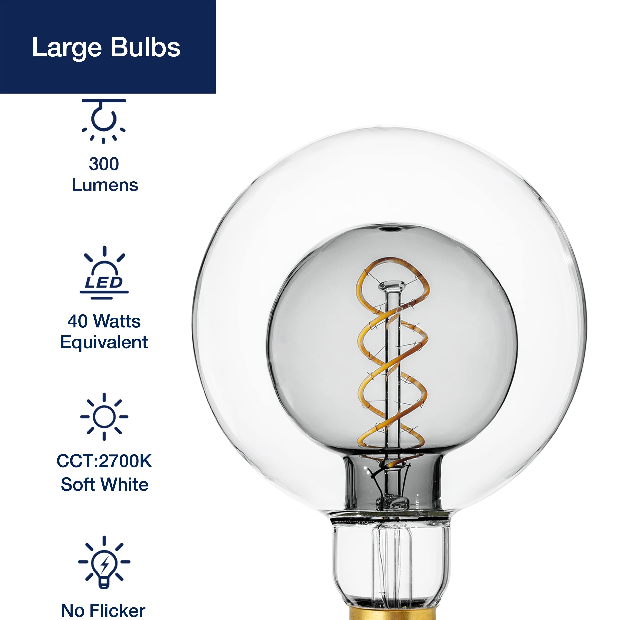 Snapklik.com : FLSNT G125 Vintage Dimmable Globe LED Edison Bulbs ...