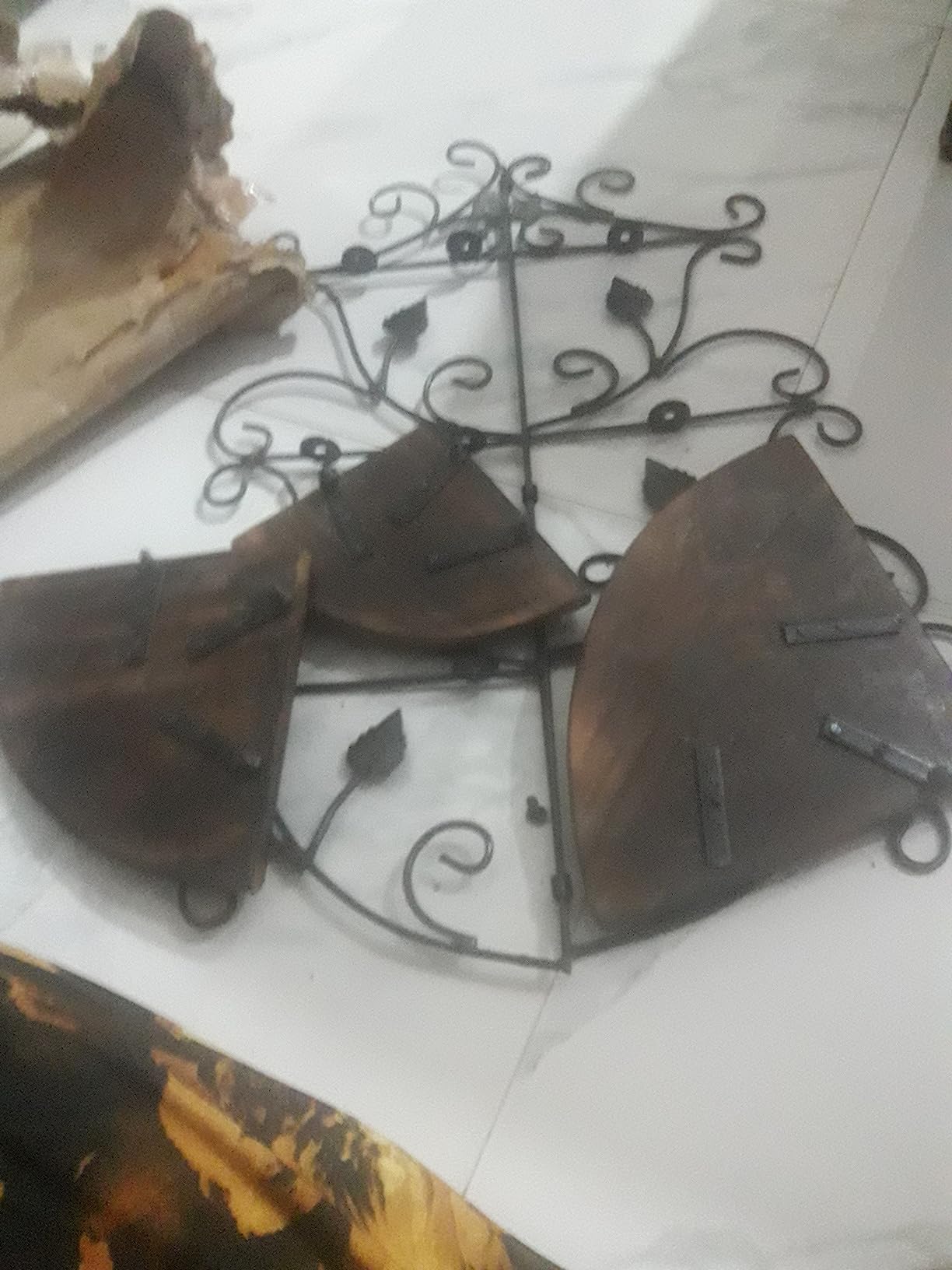 SwuD Wooden and Wrought Iron Glossy Corner Rack Wall Mount Corner Shelf ...