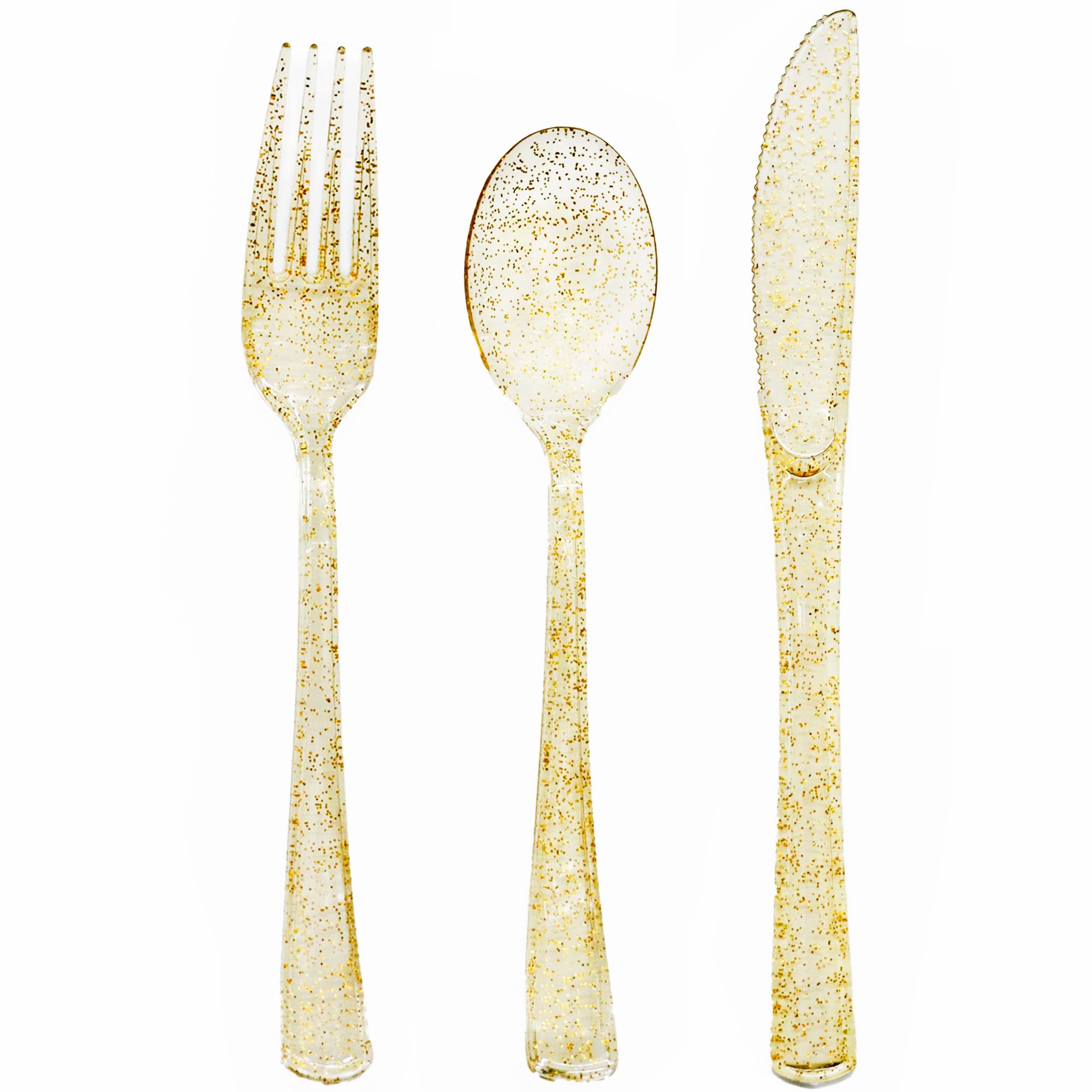 Amazon.com: joy akkess 150 Pack Gold Plastic Silverware, Gold Glitter ...