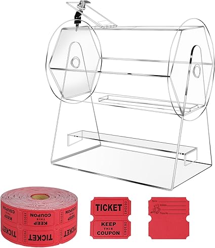 Vansza Acrylic Raffle Ticket Spinner Drum Clear Spinning Raffle Ticket ...