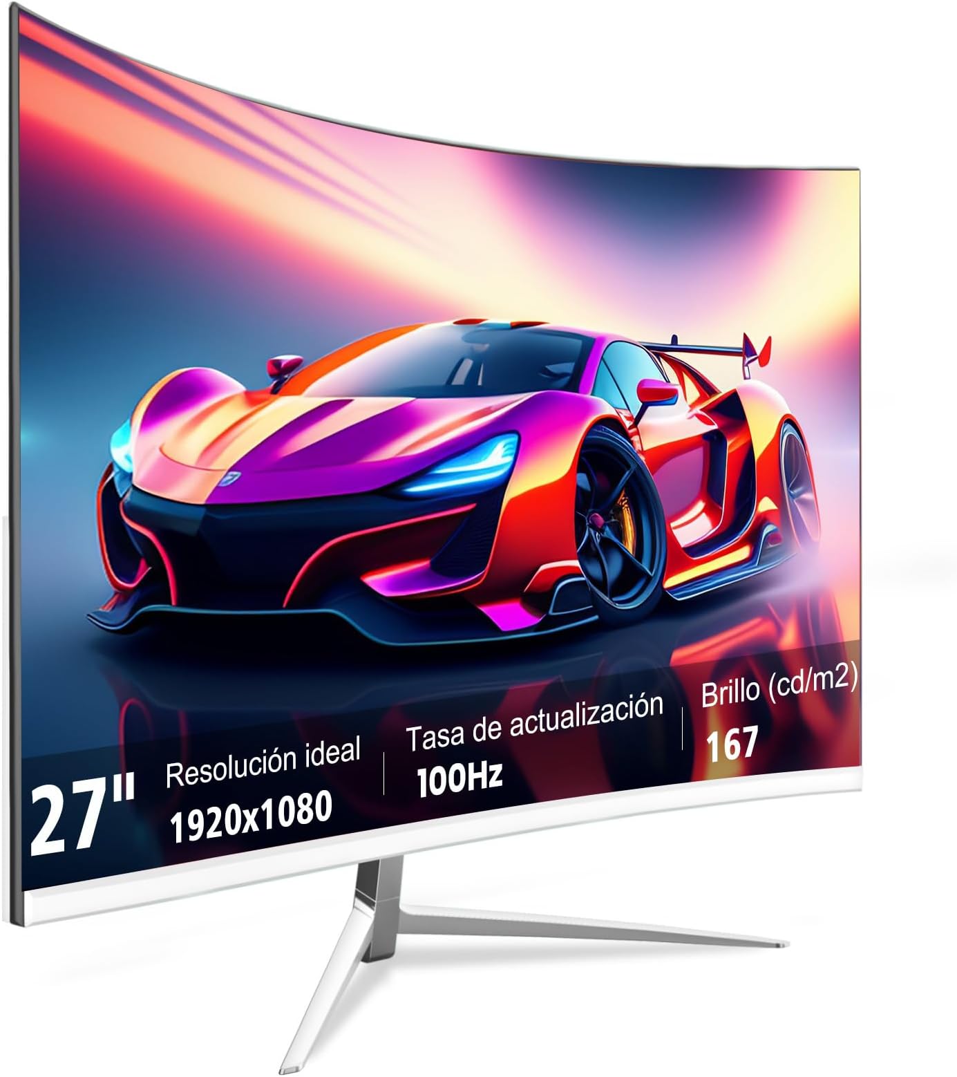 Monitor de computadora Gamer 27 Pulgadas PC Curvada HDMI Led 100 Hz con ...
