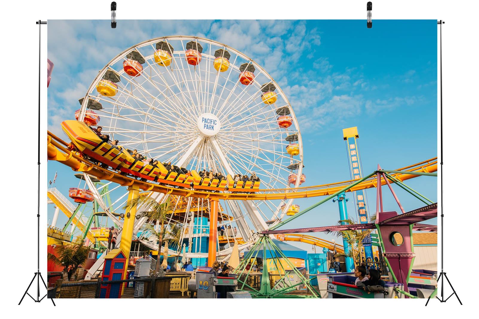 Rollercoaster For Kids Carnival Fireworks Photo Backdrop, Roller ...
